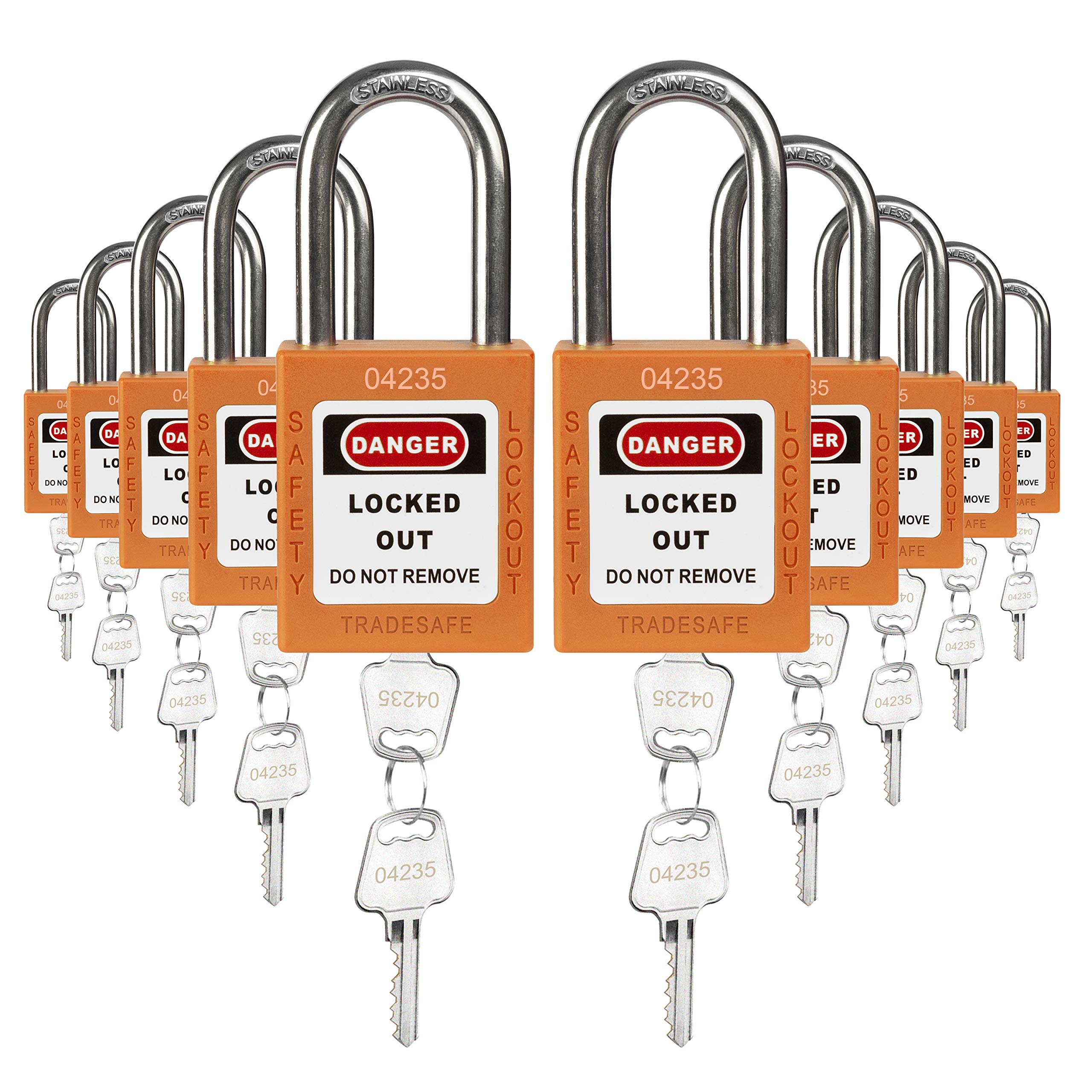 Buy TRADESAFE Lockout Tagout Lock Sets - 10 Pack - Orange- Keyed Alike ...