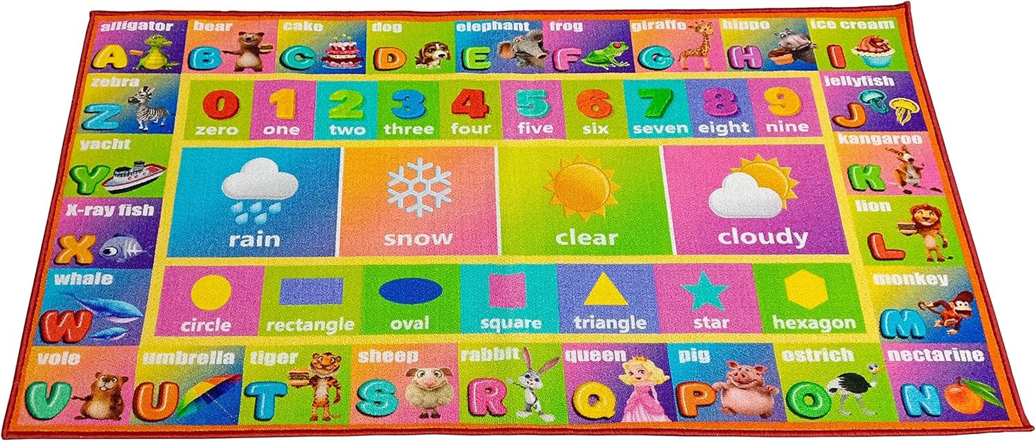 Amazon.com: Kids Education Rug Carpet Playmat - ABC Alphabet, Numbers ...