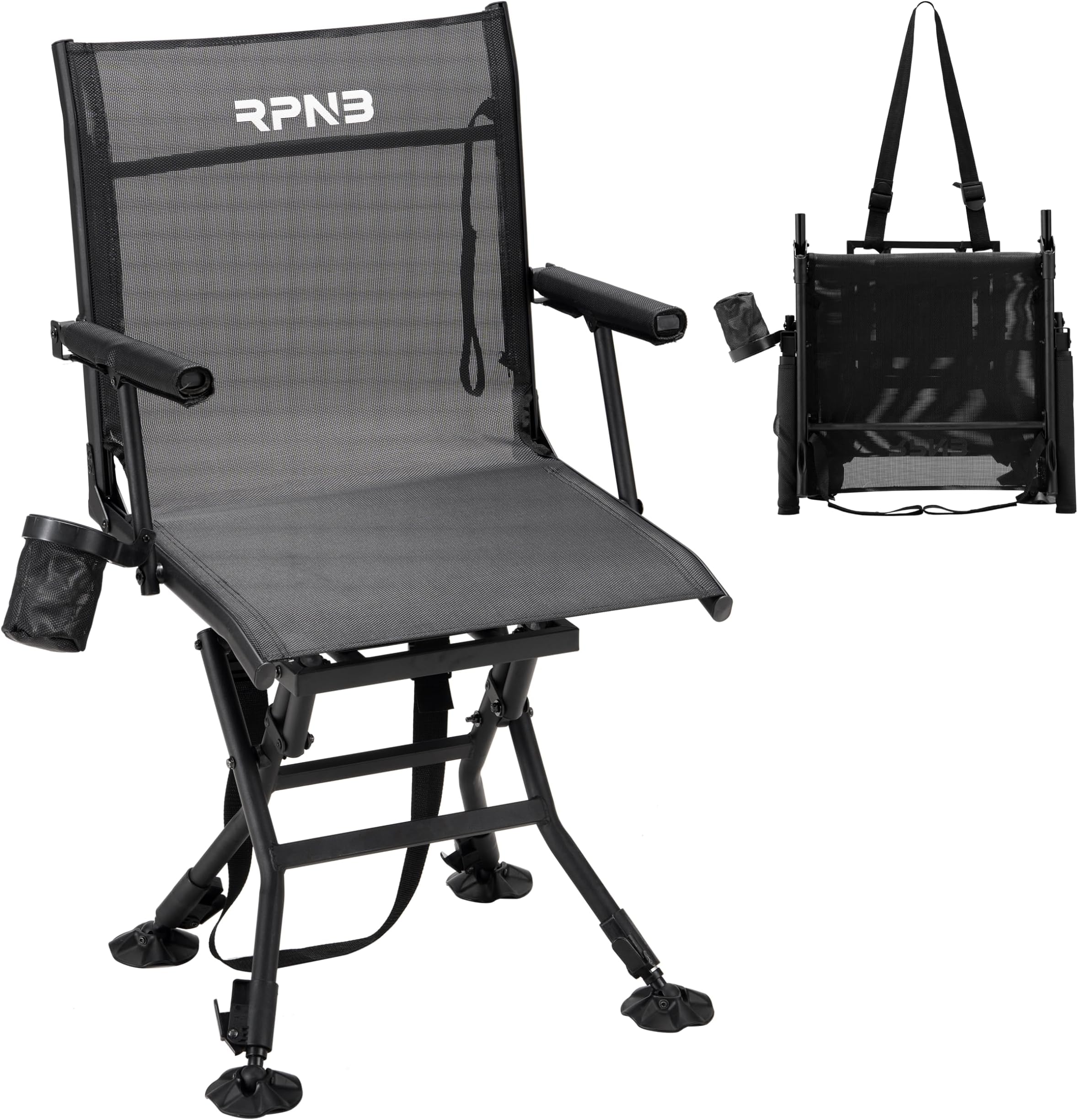Amazon.com : Black Sierra Deluxe 360° Swivel Blind Chair, Portable ...