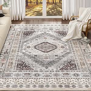 Amazon.com: 9x12 Rugs for Living Room: Washable Boho Large Neutral ...