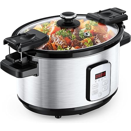 Amazon.com: Slow Cooker, Portable Pot for Camping 5.3 QT Programmable ...