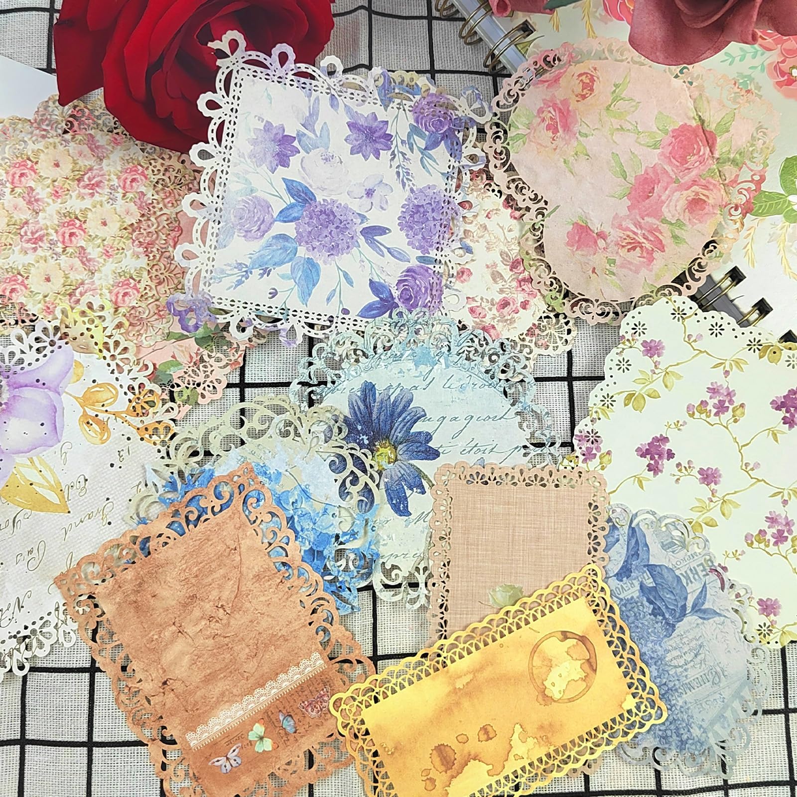 Amazon.com : Vintage Scrapbooking Supplies Pack - 40 Pcs Cutout Lace ...