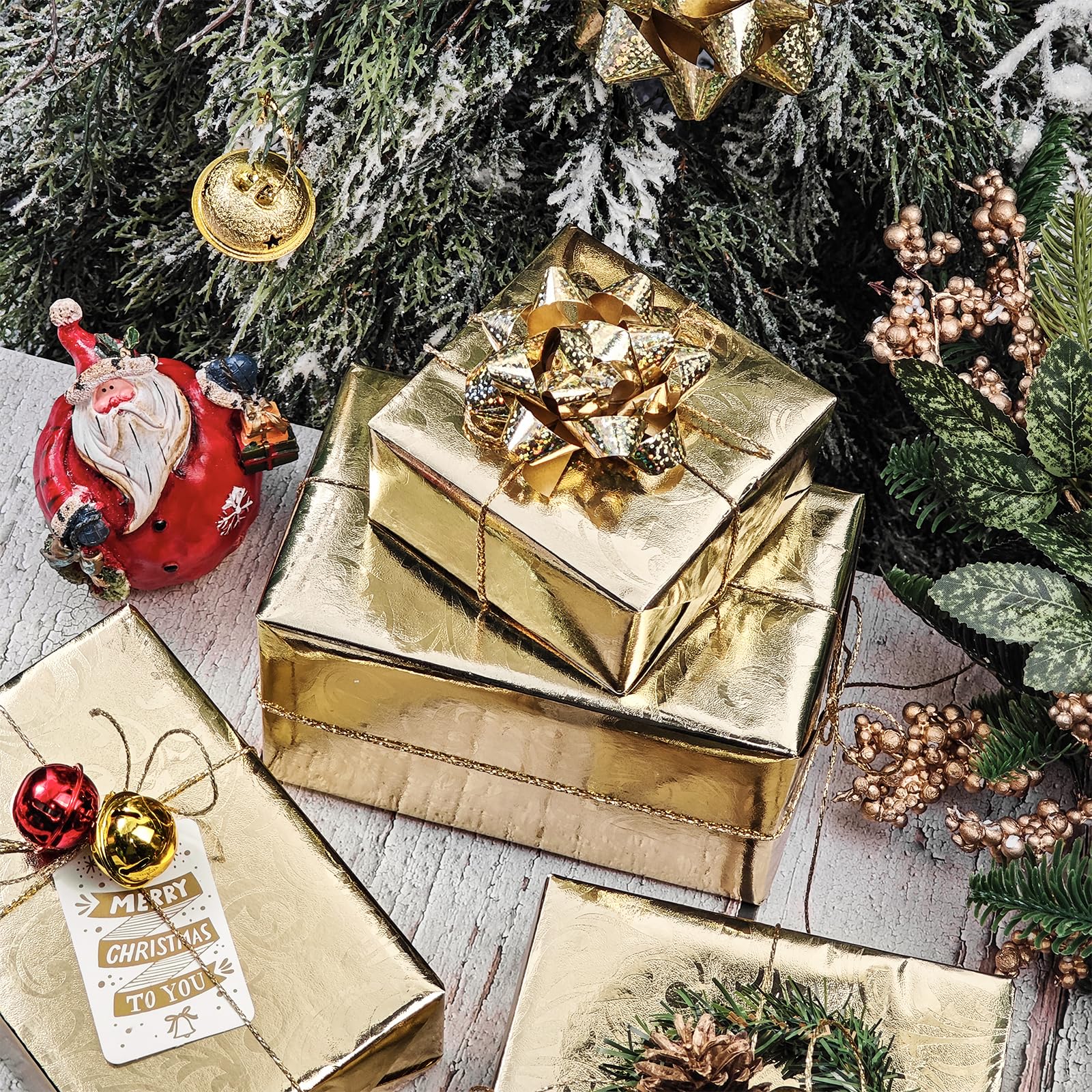 Snapklik.com : LeZakaa 3D Embossed Floral Foil Gold Wrapping Paper ...