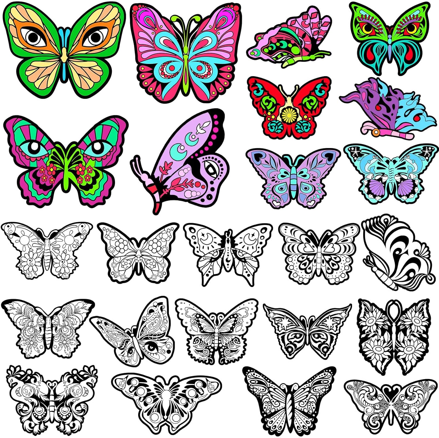 Amazon.com: Motipuns 24 Pcs Butterflies Velvet Coloring Fuzzy Posters ...