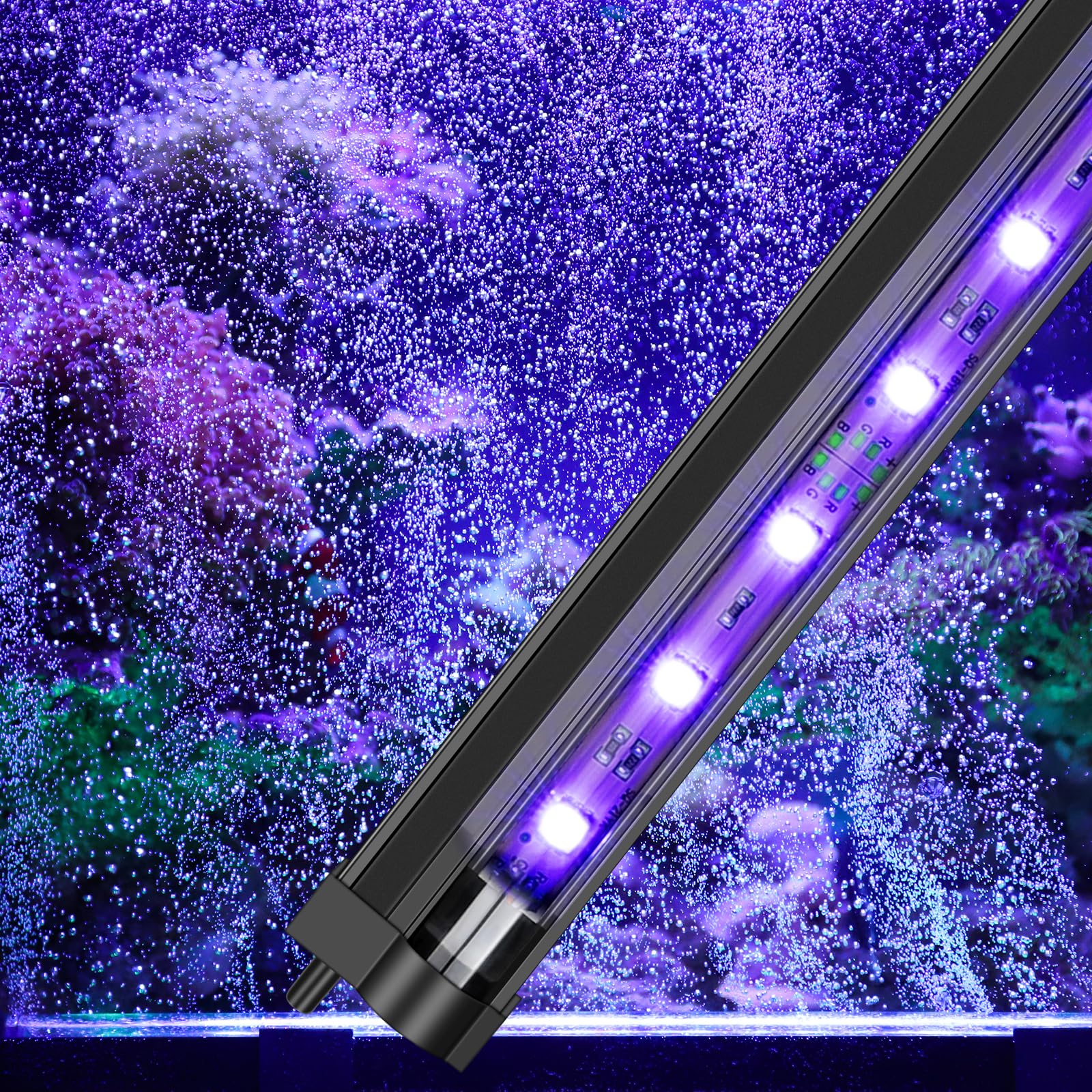 Submersible Fish Tank Light with Air Bubble Hole, 4W Aquarium Light ...