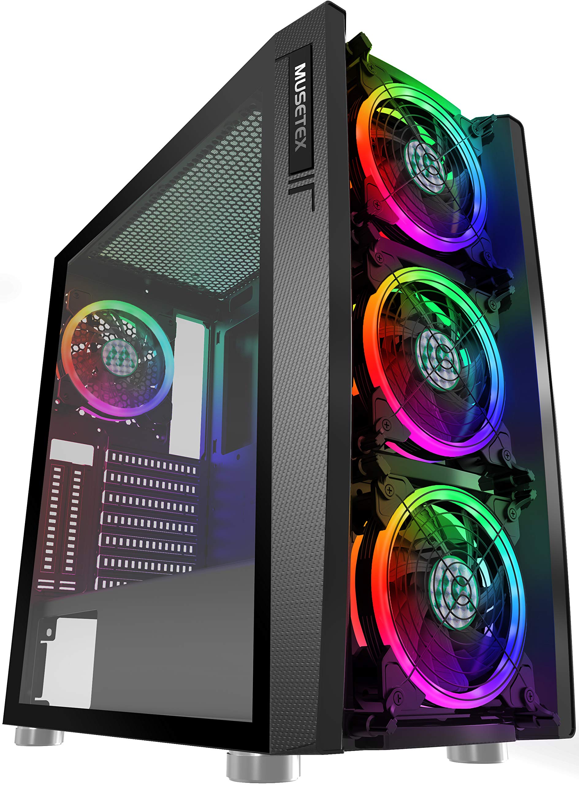Buy MUSETEX Mid-Tower ATX PC Case with 4 PCS x 120mm ARGB Fans ...