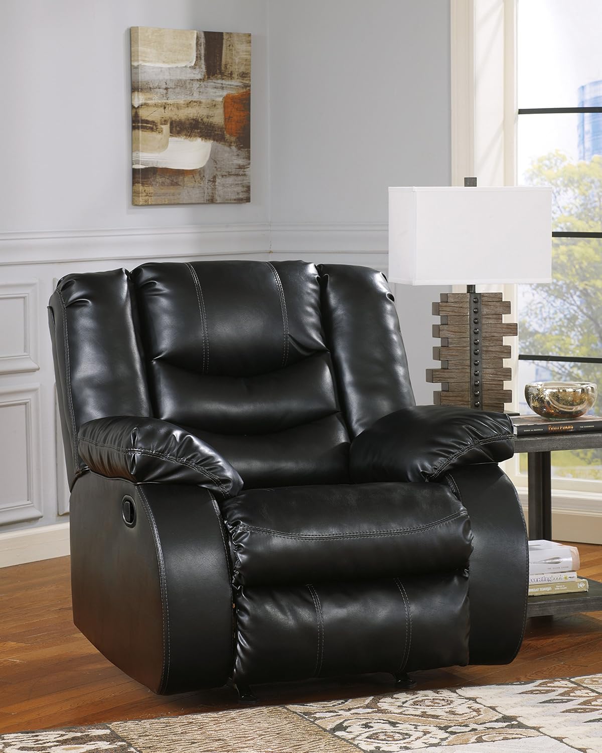 Amazon.com: FurnitureMaxx Linebacker DuraBlend Contemporary Black Color ...