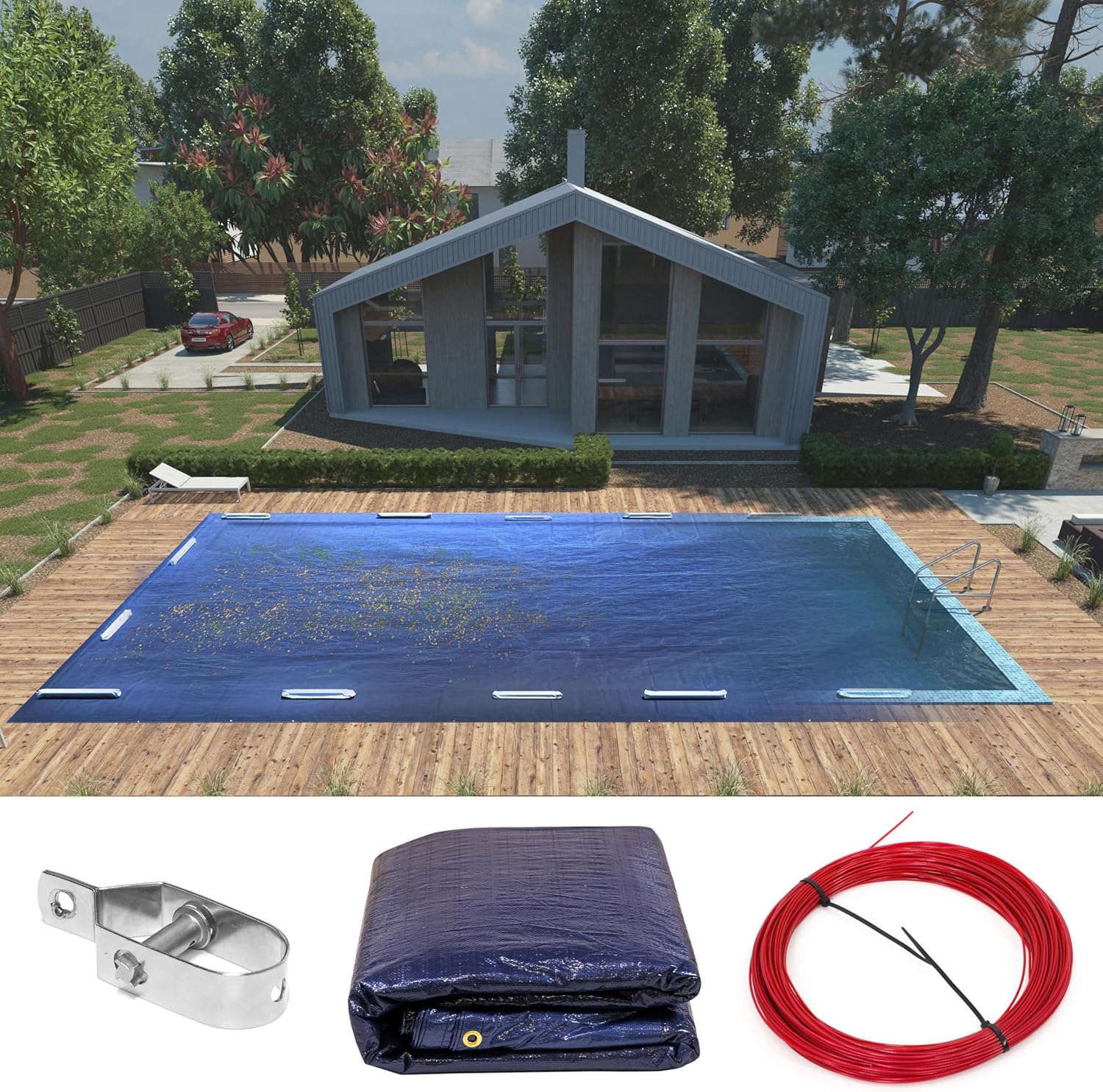 Amazon.com : ShadeMart 30' x 50' Rectangle Swimming Pool Cover Blue ...