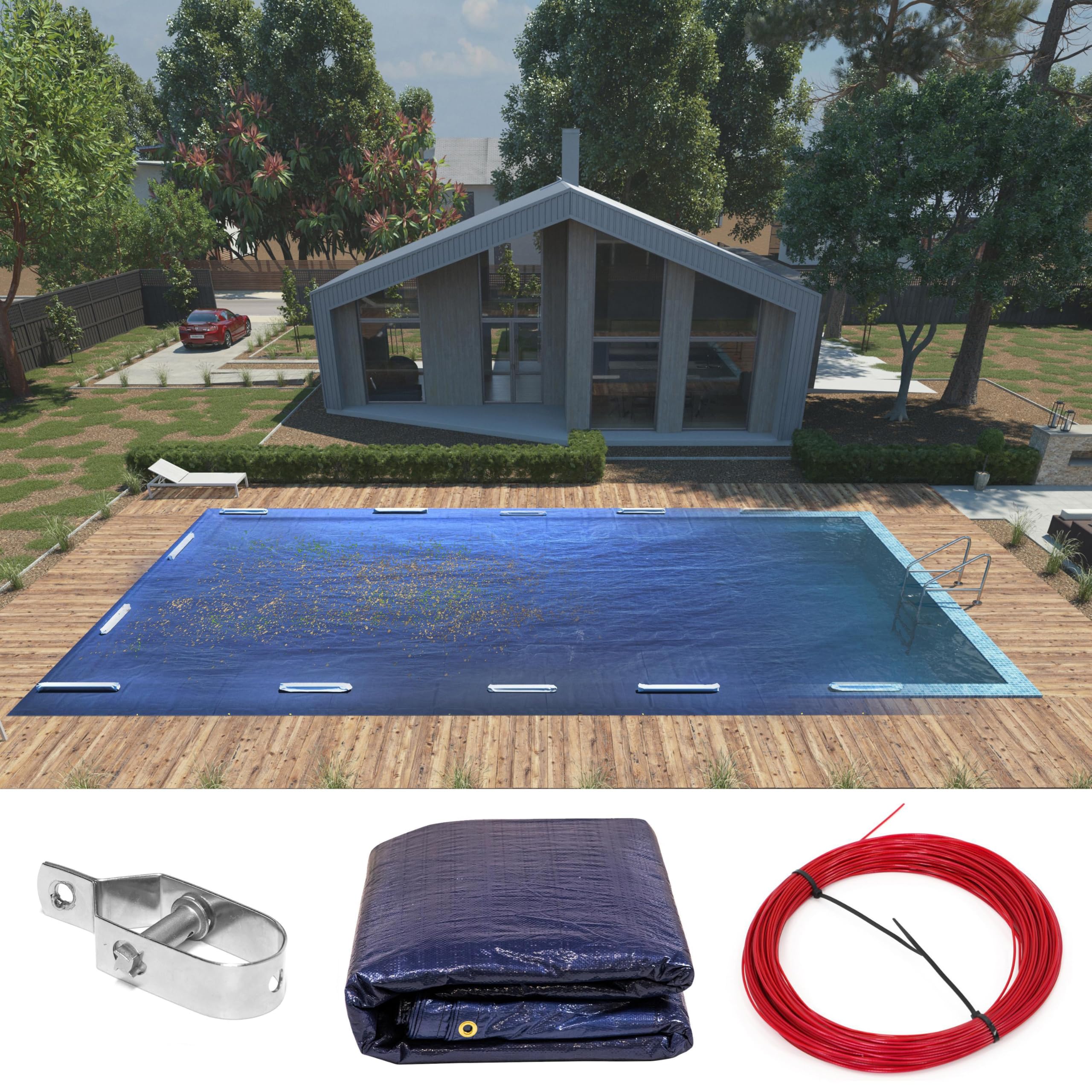 Amazon.com : ShadeMart 30' x 50' Rectangle Swimming Pool Cover Blue ...