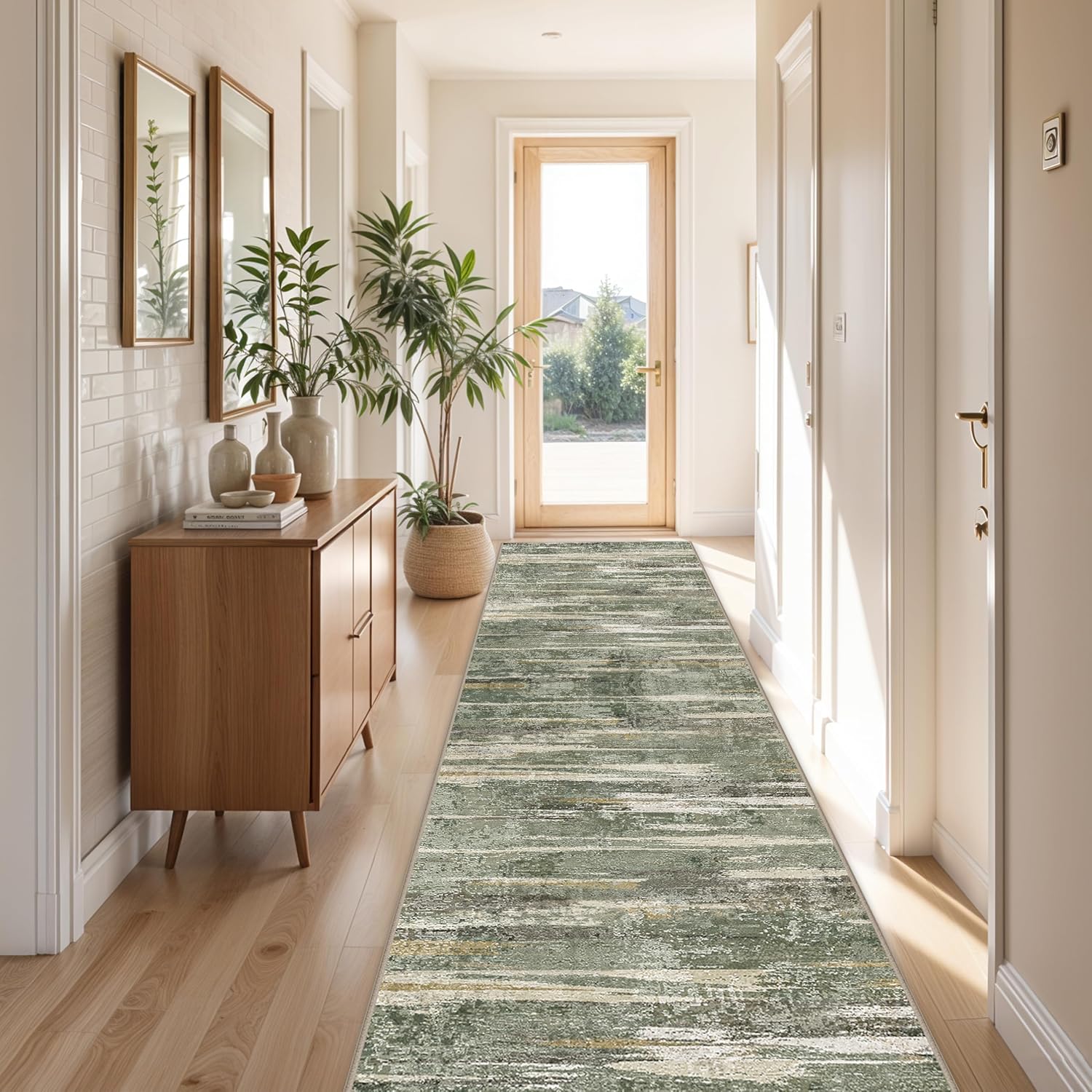 Amazon.com: Washable Hallway 3x12 Runner Rug - Modern Abstract Stain ...
