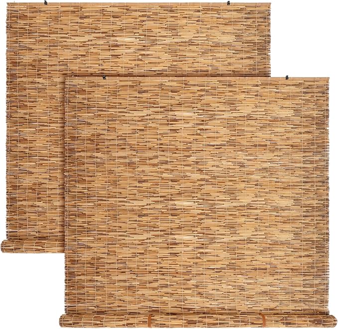 Amazon.com: DoubleFill 2 Pcs Bamboo Shades Outdoor Reed Roll up Blinds ...