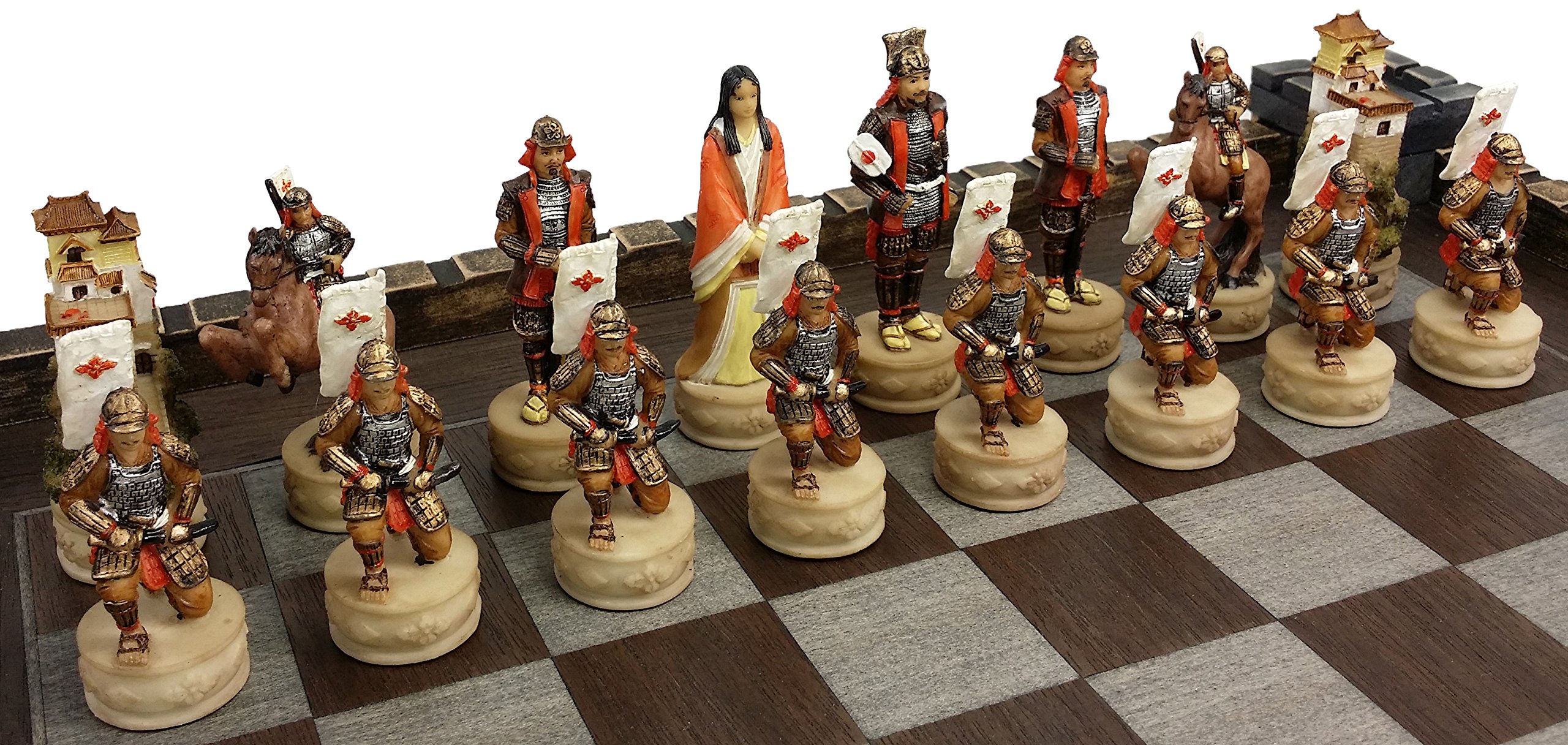 Japanese Samurai Warrior Oriental Chess Set w/ 17" Castle Fortress ...