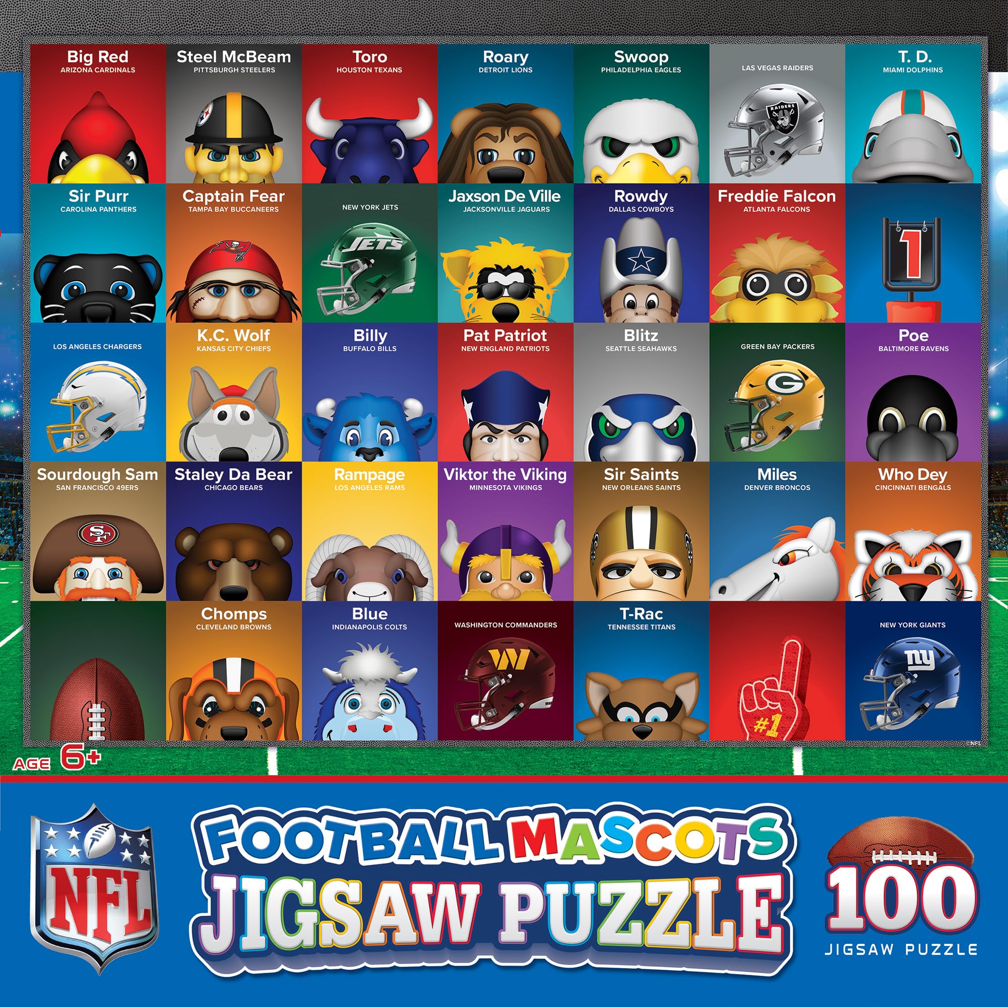 Snapklik.com : NFL Mascots 100-Piece Puzzle For Kids