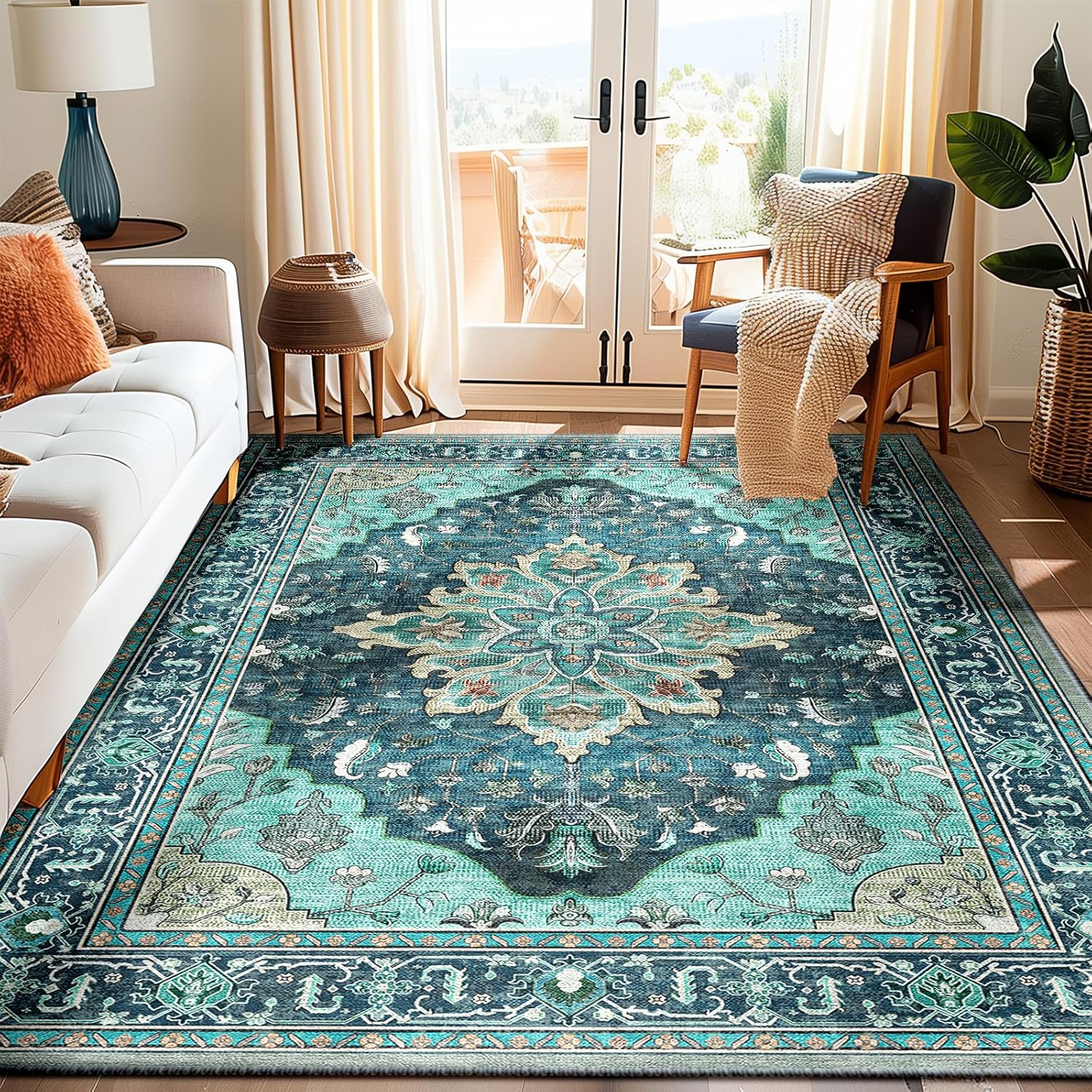 Amazon.com: RELEANY 5x7 Area Rugs 5x7, Washable Rug, Non-Slip, Rugs for ...