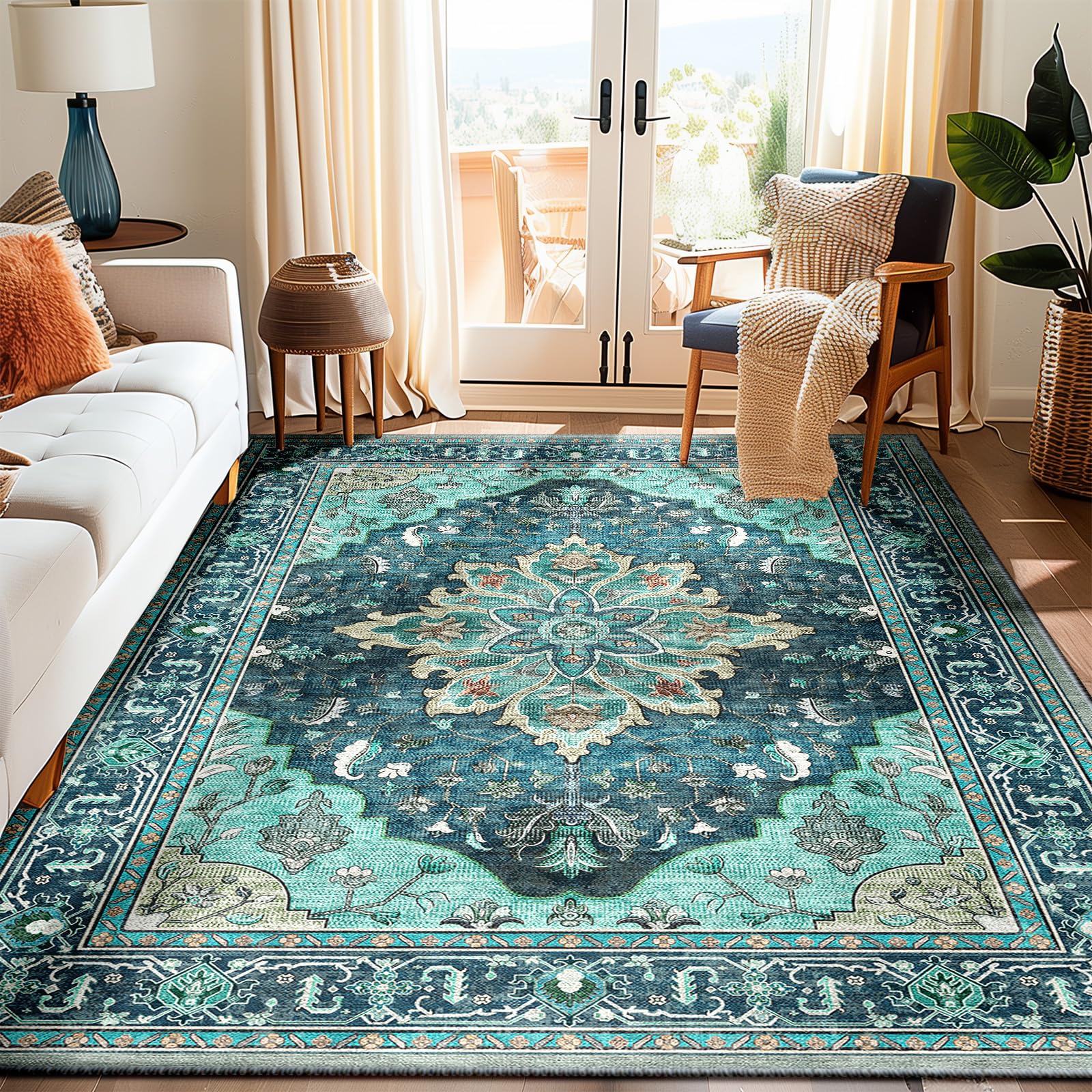 Amazon.com: RELEANY 5x7 Area Rugs 5x7, Washable Rug, Non-Slip, Rugs for ...