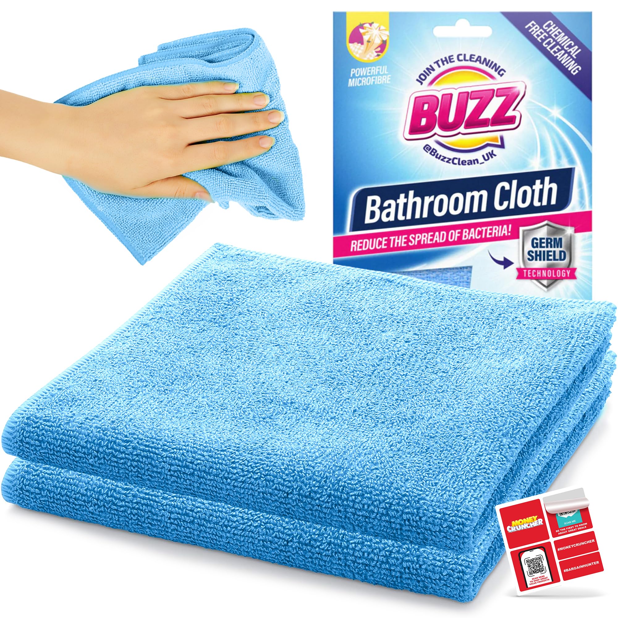 2pk Buzz Bathroom Cleaning Cloths with Germ Shield, Streak-Free ...