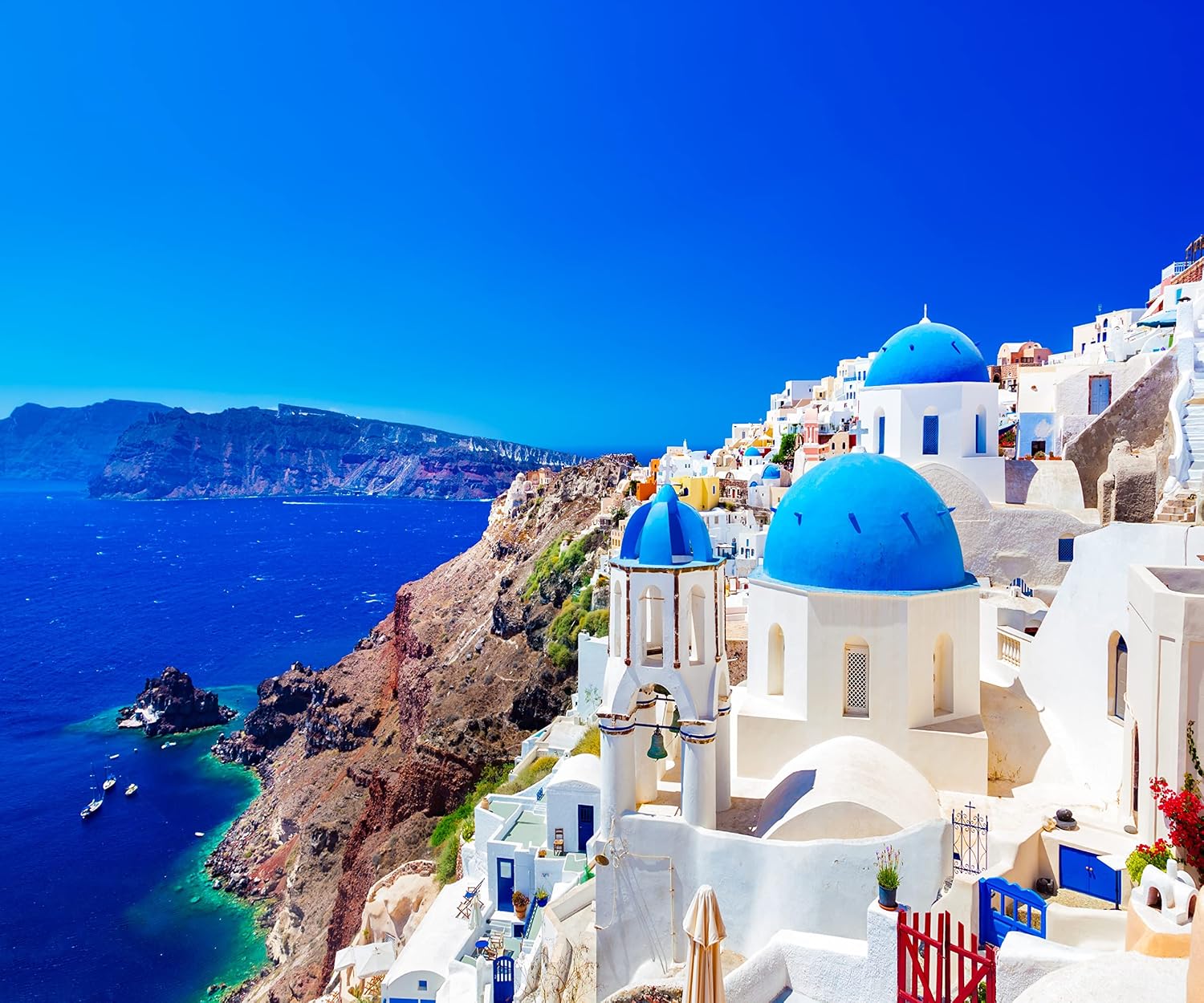 Amazon.com : CORFOTO Fabric 10x8ft Greece Photo Backdrop Santorini ...