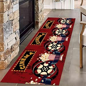 Amazon.com: Vintage Cinema Decor Runner Rug, 2x10ft, Movie Night Reel ...