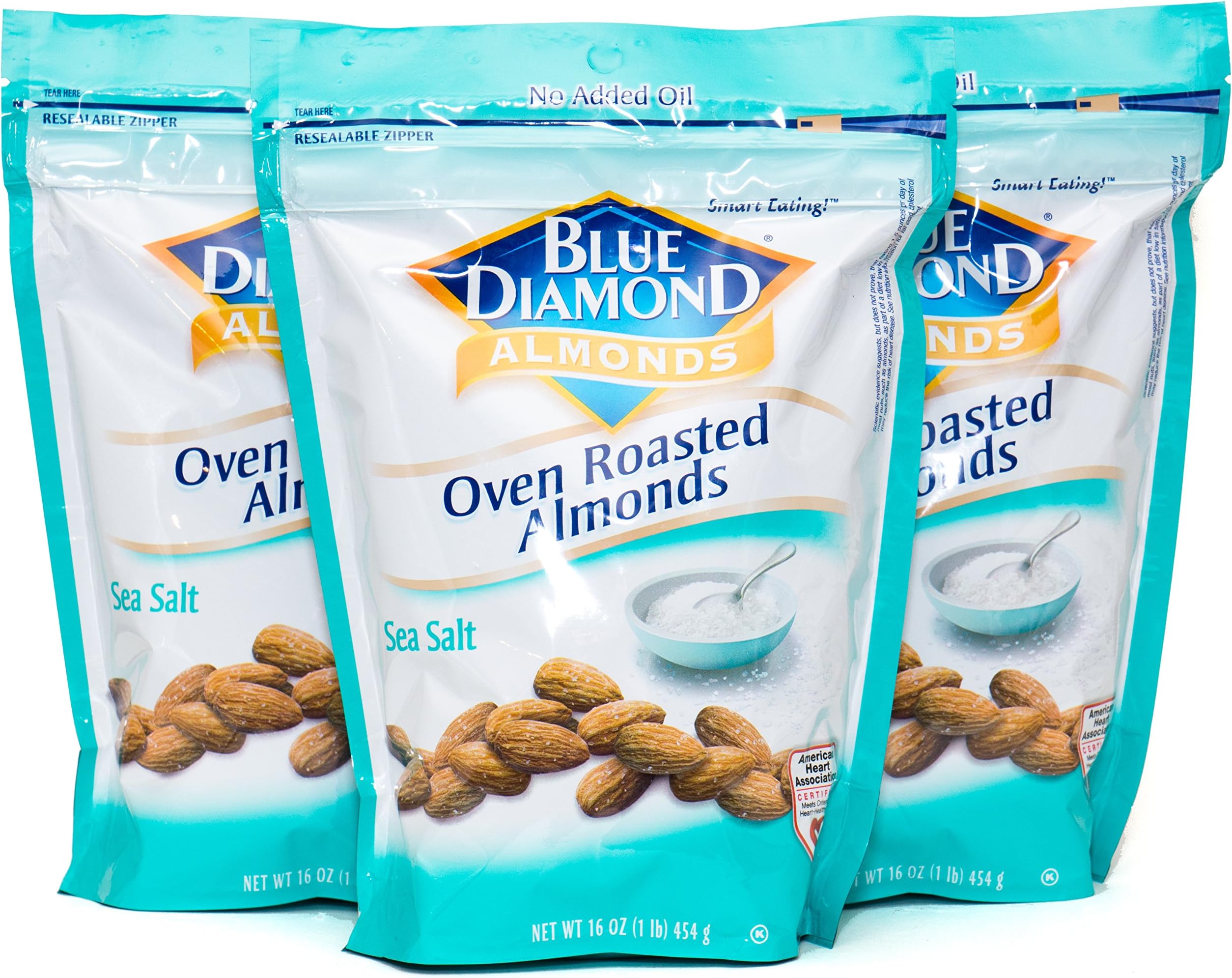 Amazon.com : Blue Diamond, Almonds, Oven Roasted, Sea Salt, 16oz Bag ...