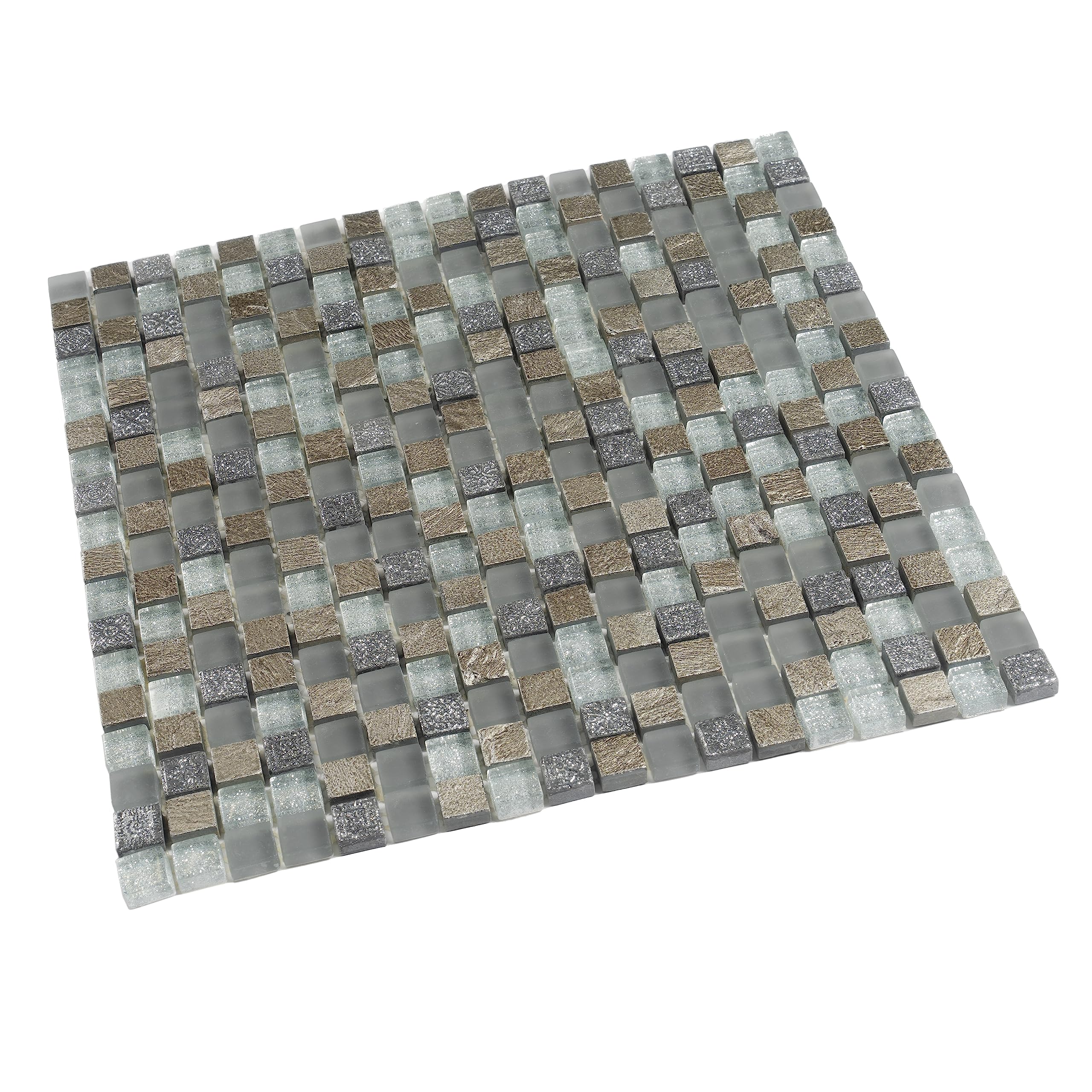 Twilight Interlocking Mixed Aluminum And Glass Mosaic Tile In Gray 10 ...