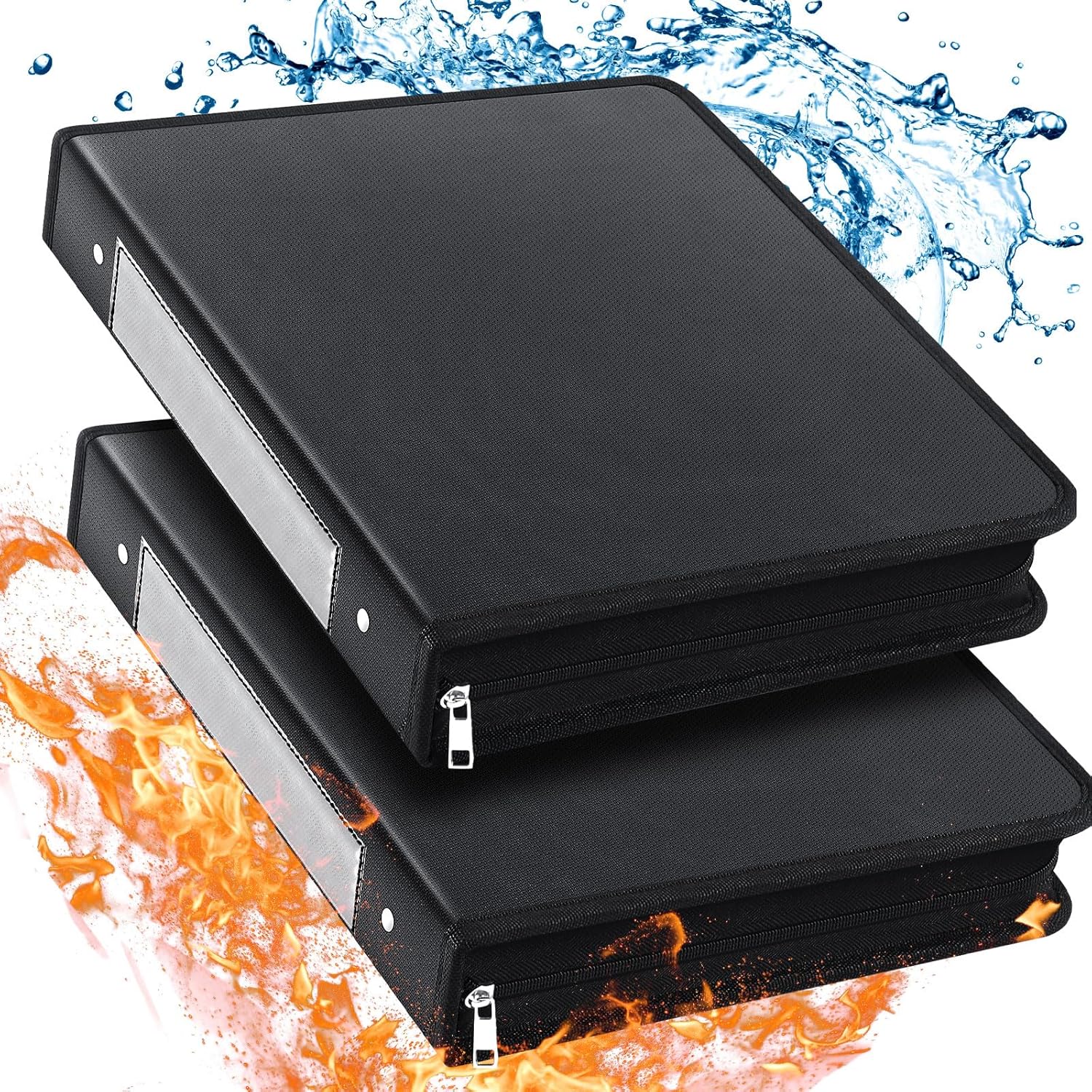 Amazon.com : Henoyso 2 Pcs Fireproof 3 Ring Binder with Zipper ...