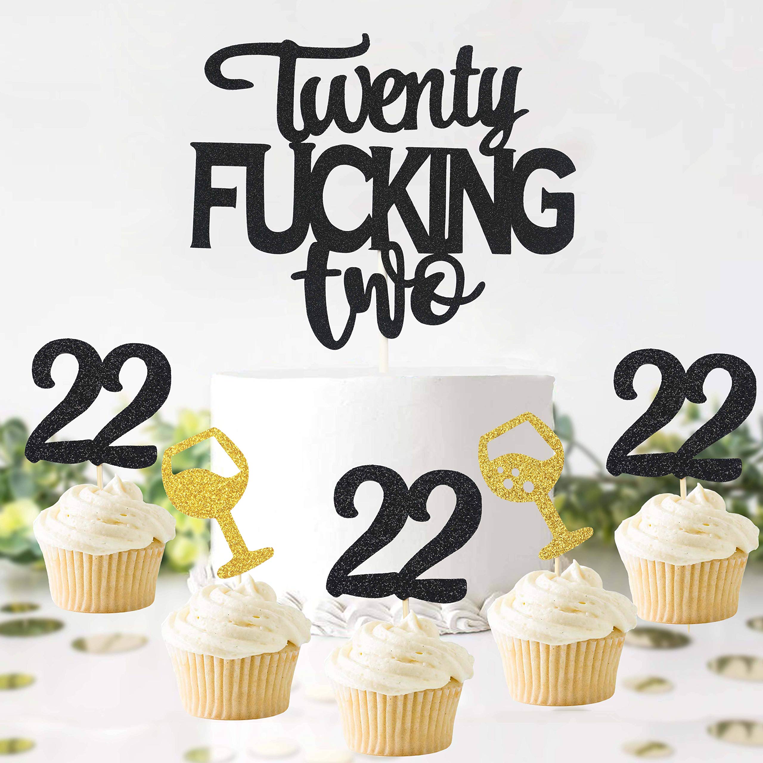 Twenty Two Cake Topper And Happy 21st Birthday Cupcake Toppers ...