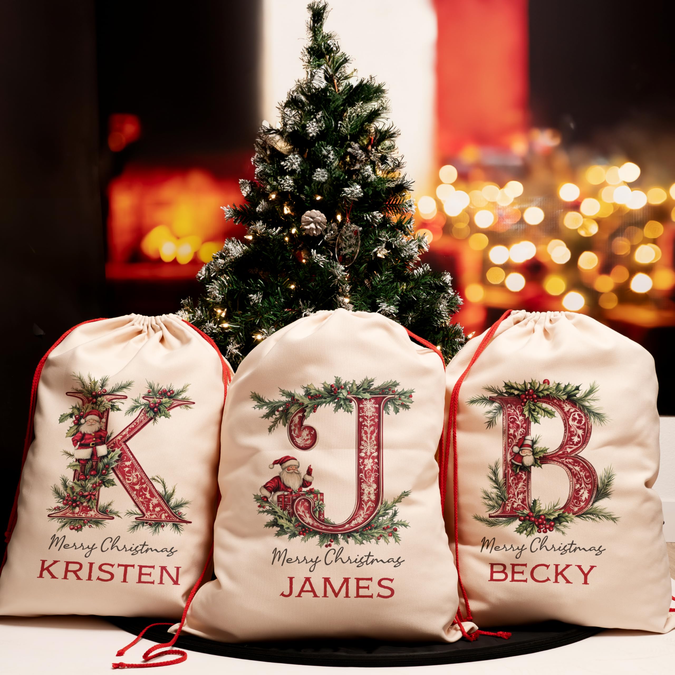 Amazon.com: GIFTBYGIFTY Personalized Santa Sack, Custom Initial ...