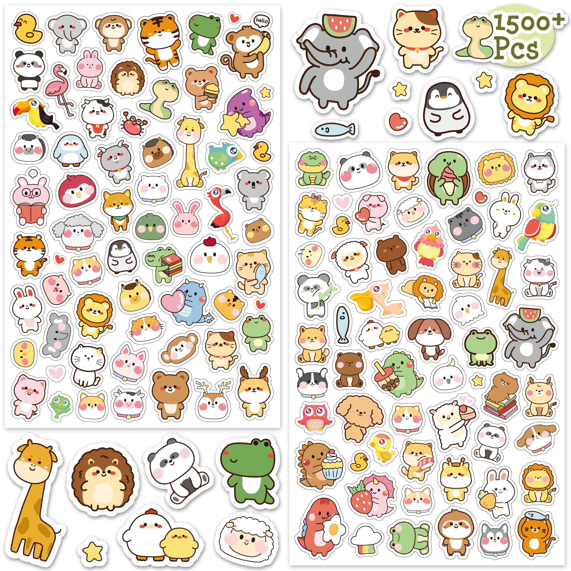 Snapklik.com : 24 Sheets Cute Animal Stickers For Kids, 1500PCS ...