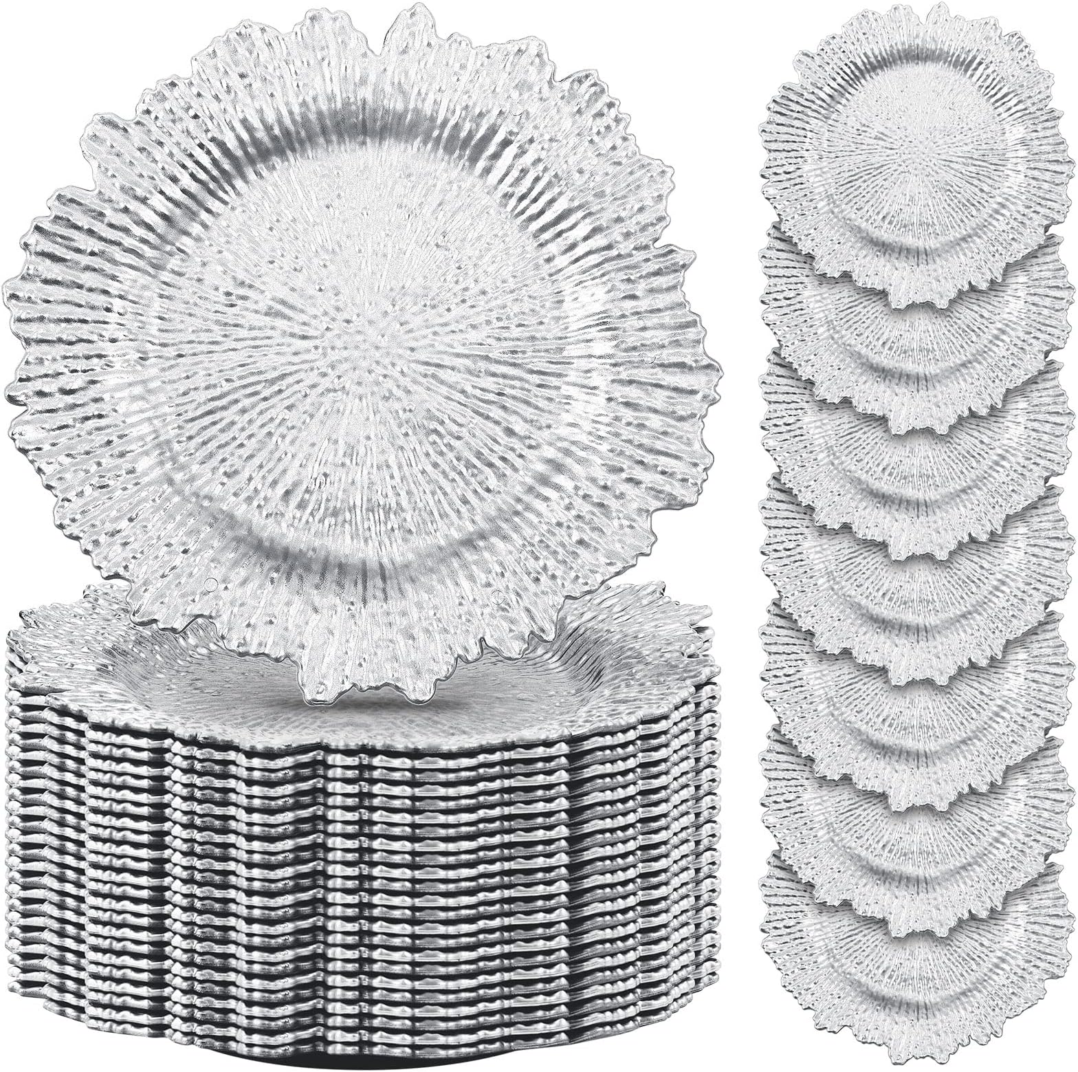 Amazon.com | MAONAME 13" Clear Charger Plates, Round Reef Chargers for ...