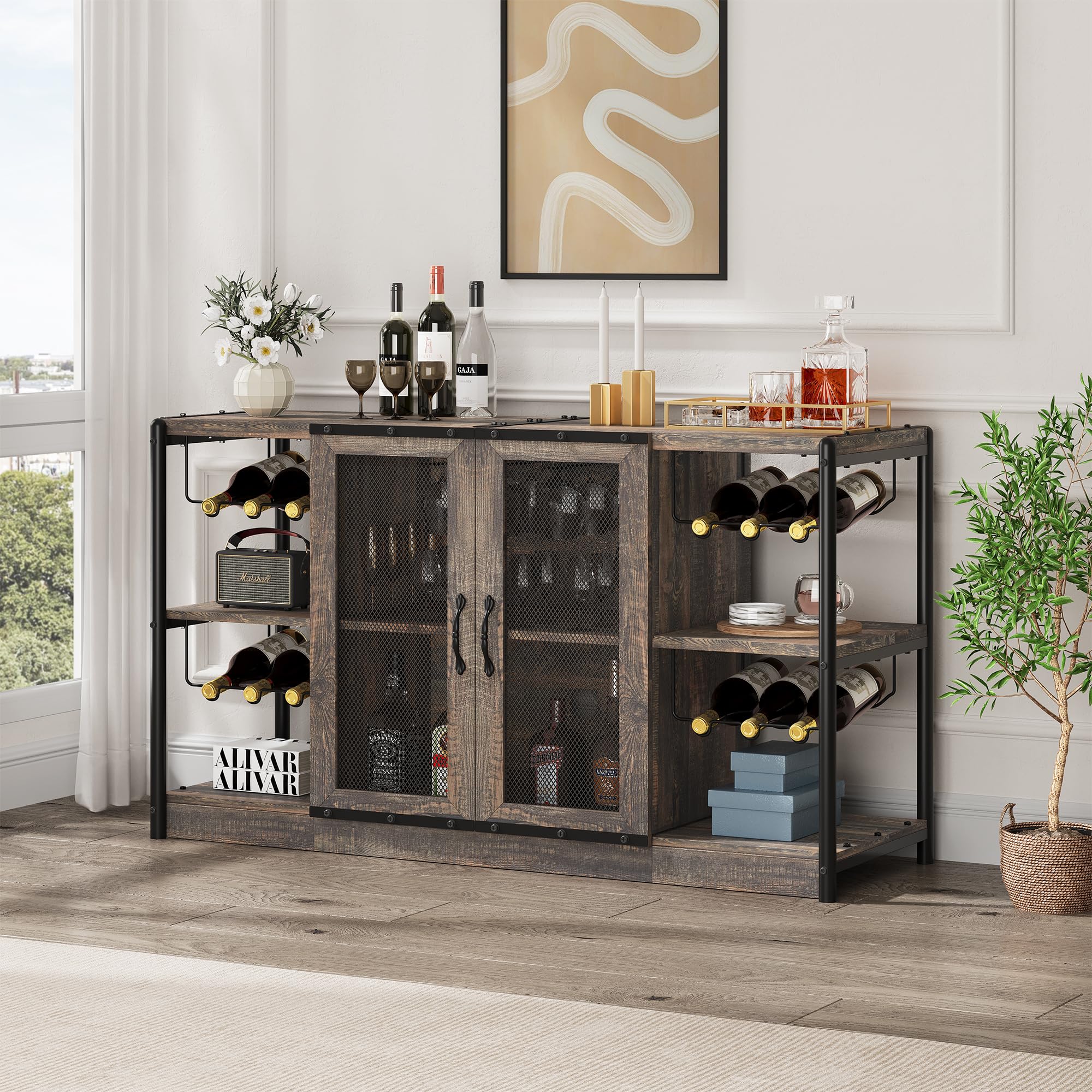 Snapklik.com : RONIPIC Wine Bar Cabinet, 55" Corner Bar