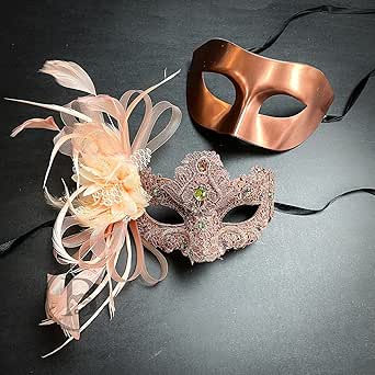 Amazon.com: Halloween Couple's Masquerade Masks for Women Men Costume ...