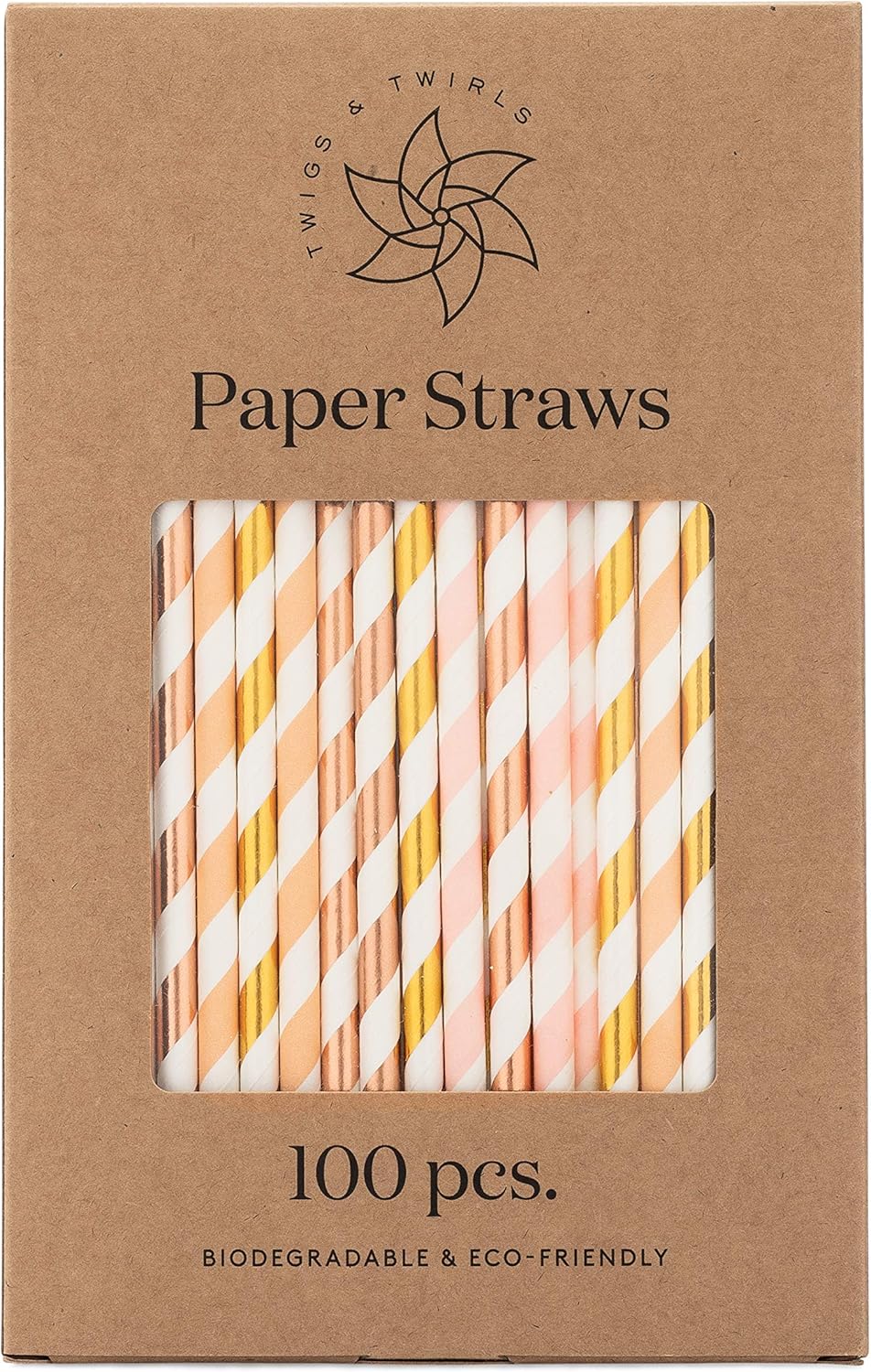 Amazon.com: Paper Straws Box of 100 for Birthdays, Holidays, Baby ...