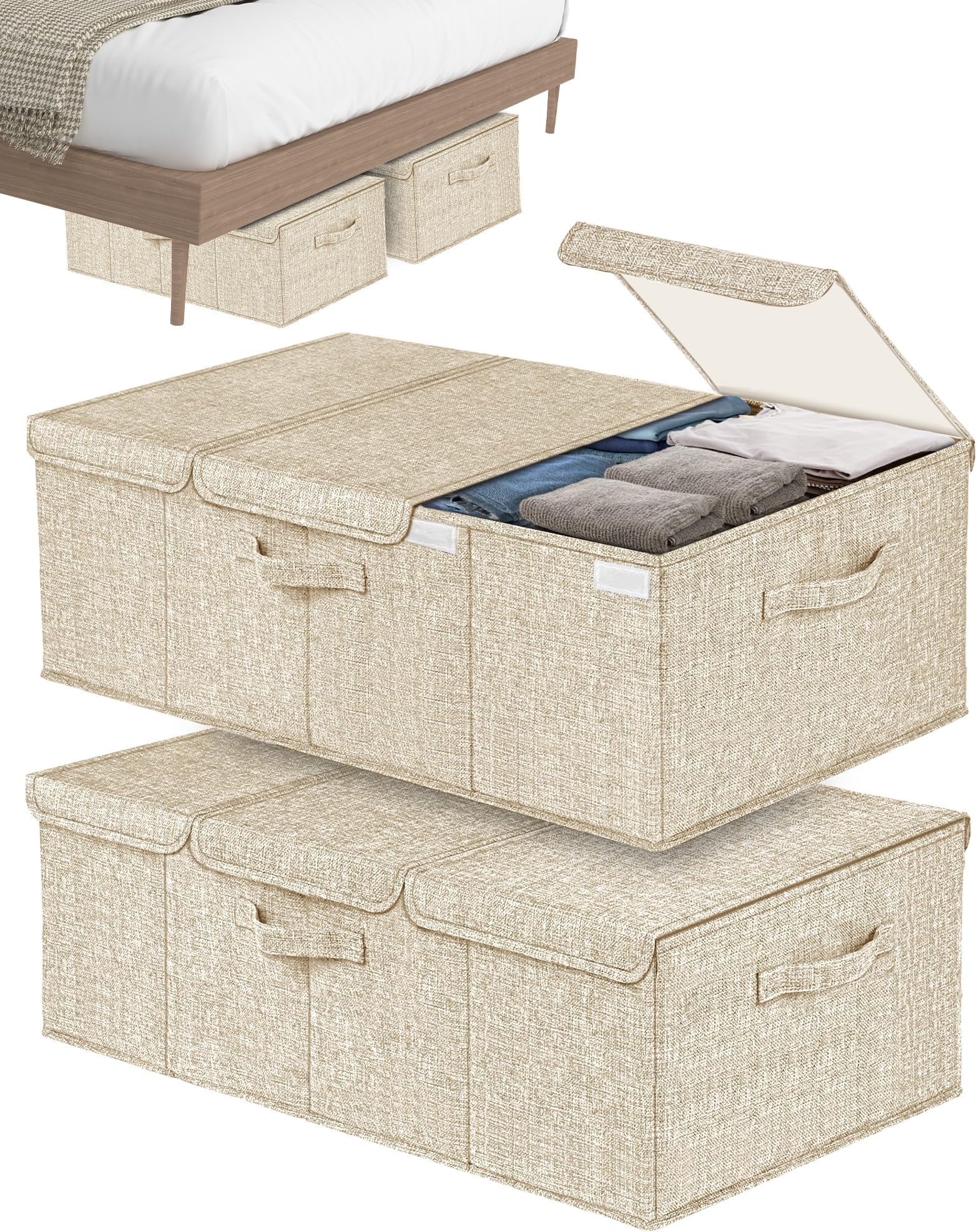 Amazon.com: Hoyula Deep Under Bed Storage Container, 2 Pack 10" High 31 ...