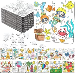 Amazon.com: Realspring 24 Pack Color Your Own Jigsaw Puzzles for Kids 3 ...