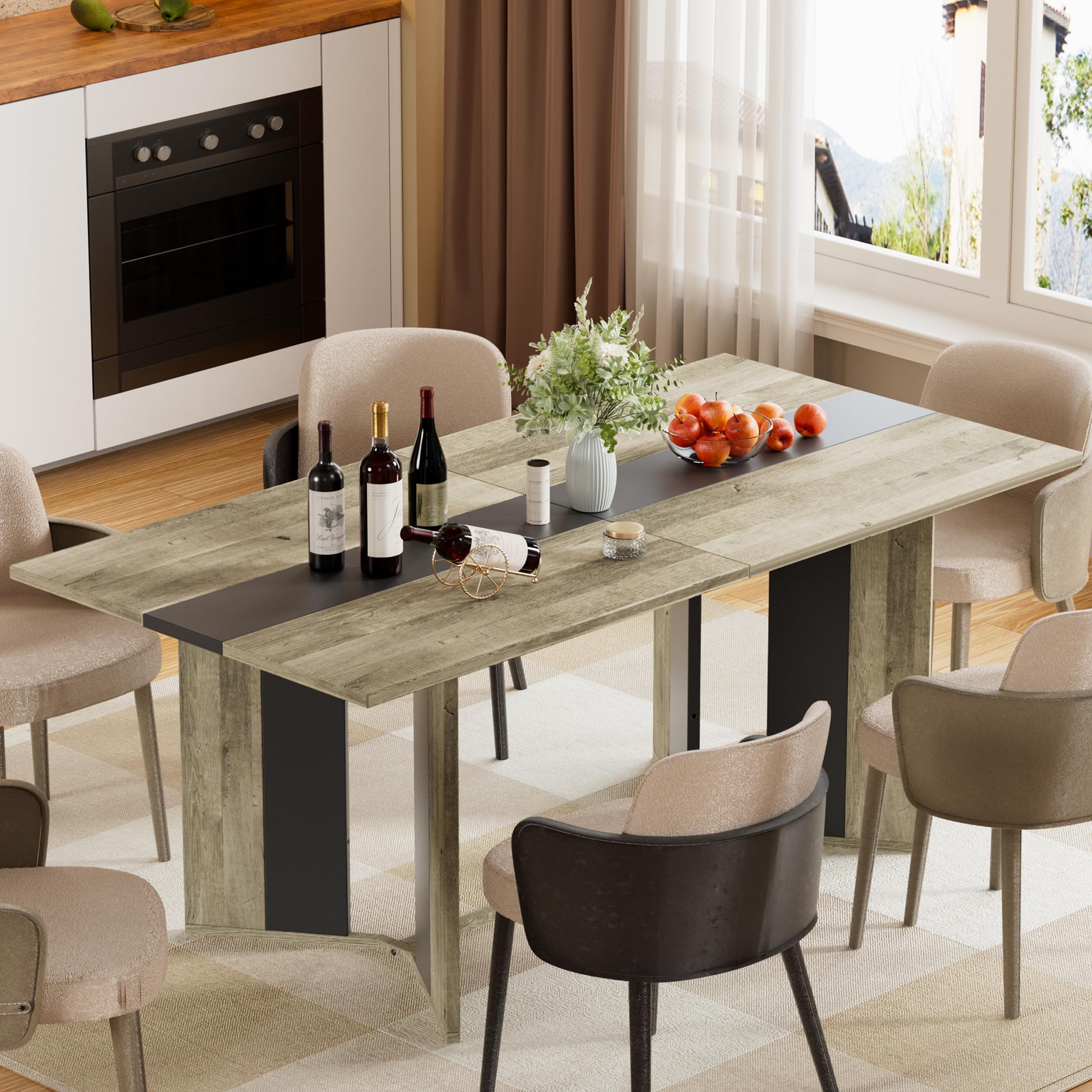 Amazon.com - PAKASEPT Modern Dining Table for 6 People,71'' Large ...