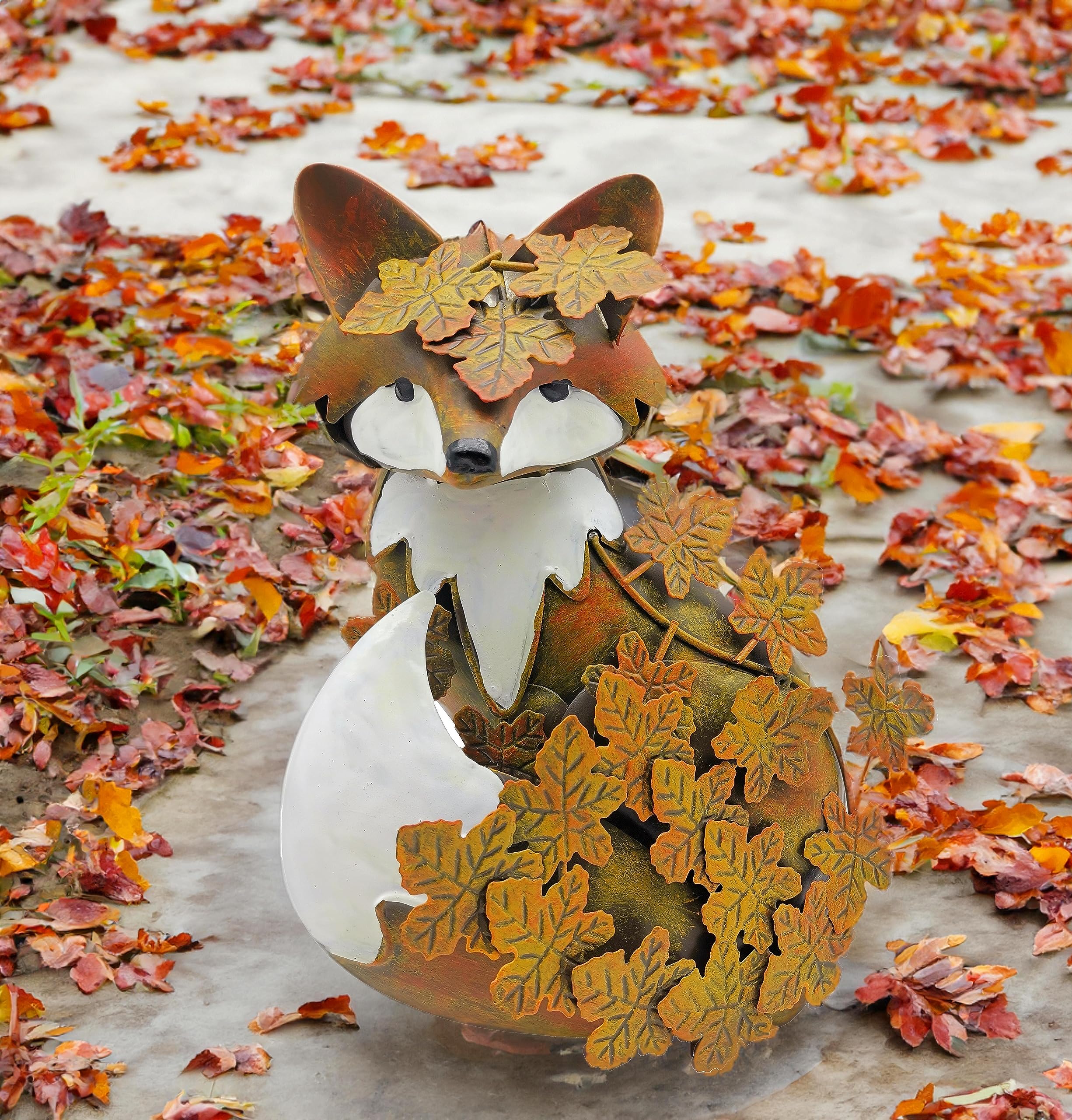Metal Lawn Ornament For Fox RUSTY CAST IRON GARDEN MR FOX STATUE