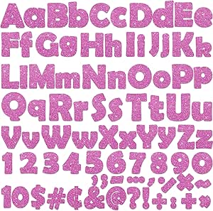 Amazon.com: Qyeahkj 260Pcs Glitter Pink Bulletin Board Letters for ...