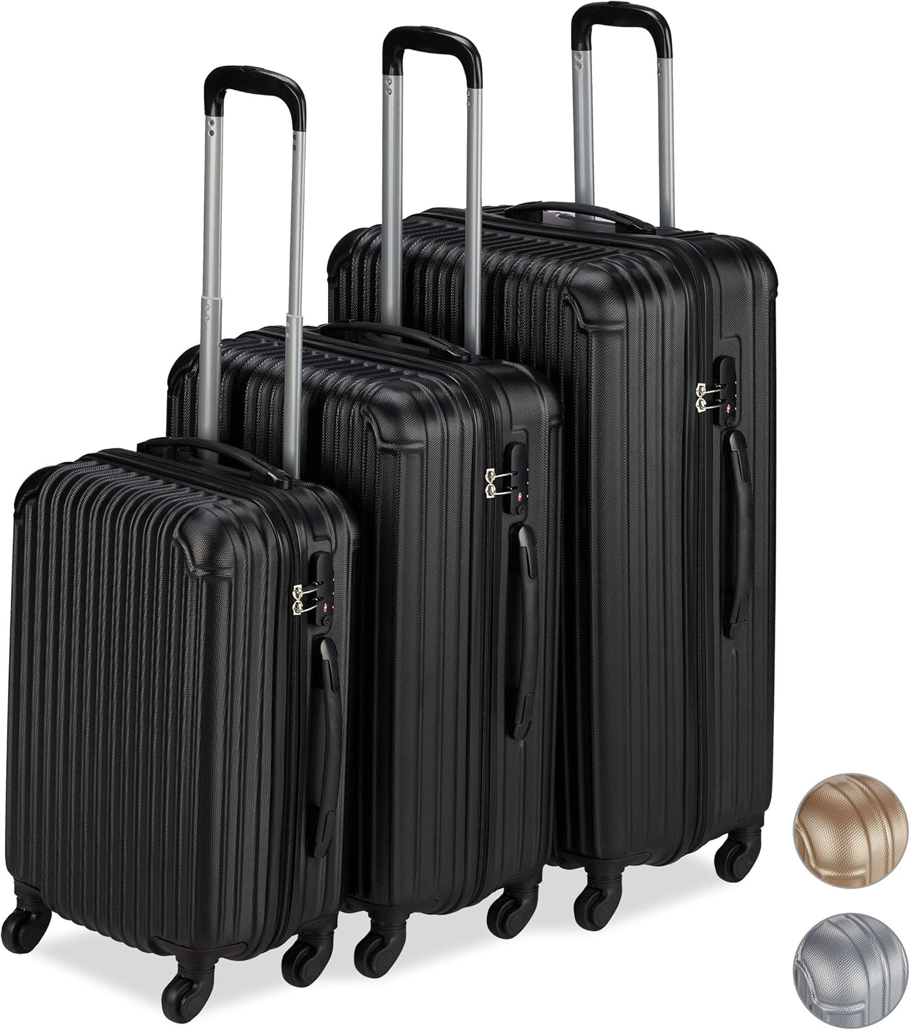 Relaxdays 3 Piece Suitcase Set 4 Wheels Hard Case With Telescopic relaxdays-3-piece-suitcase-set-4-wheels-hard-case-with-telescopic