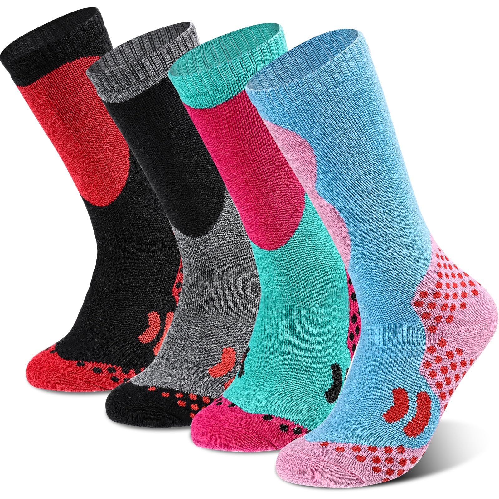 Kid Wool Socks Geyoga Kids Ski Socks 4 Pairs Winter Warm Long Knee Snow ...