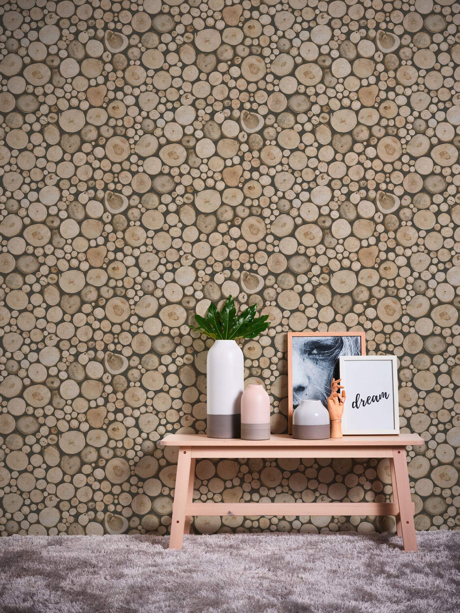 Wood Pattern Bathroom Wallpaper