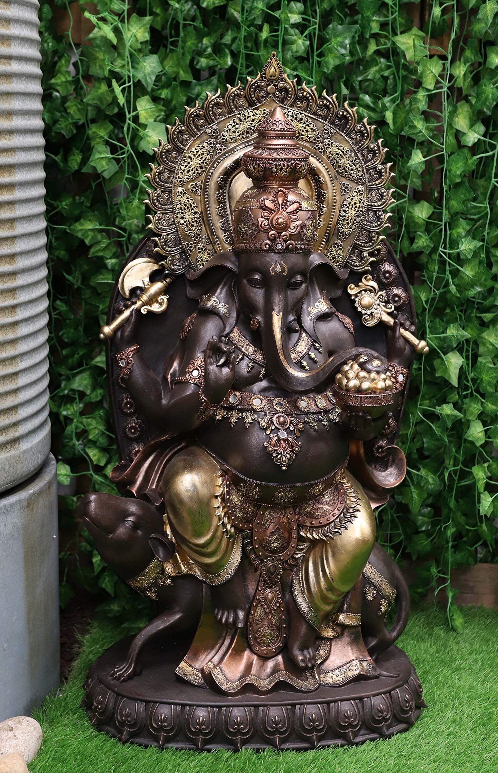 Buy Ebros 34" Tall Large Hindu God Nritya Ganesha Chaturthi Sitting On ...