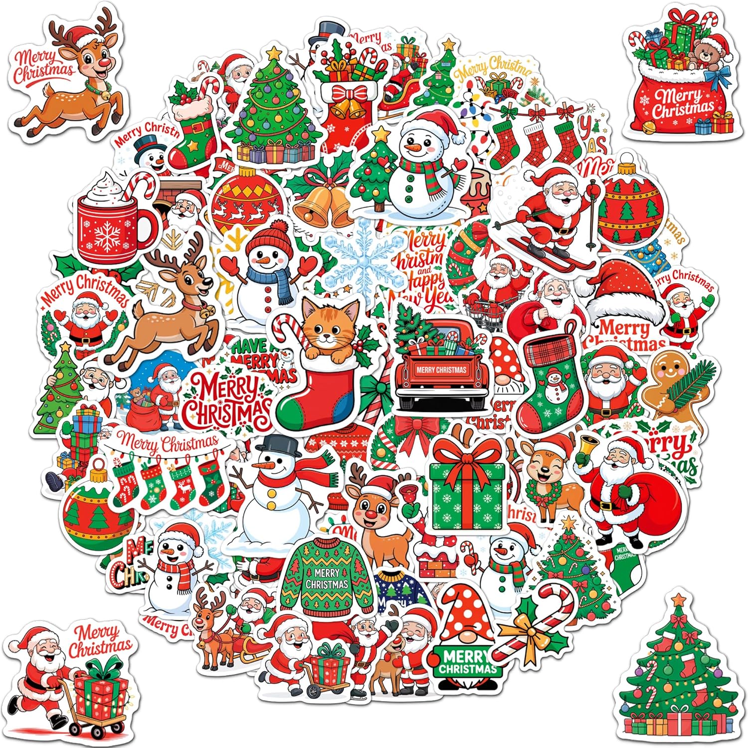 Amazon.com: BCCSNNM 100Pcs Christmas Stickers,Non-Repeating Holiday ...