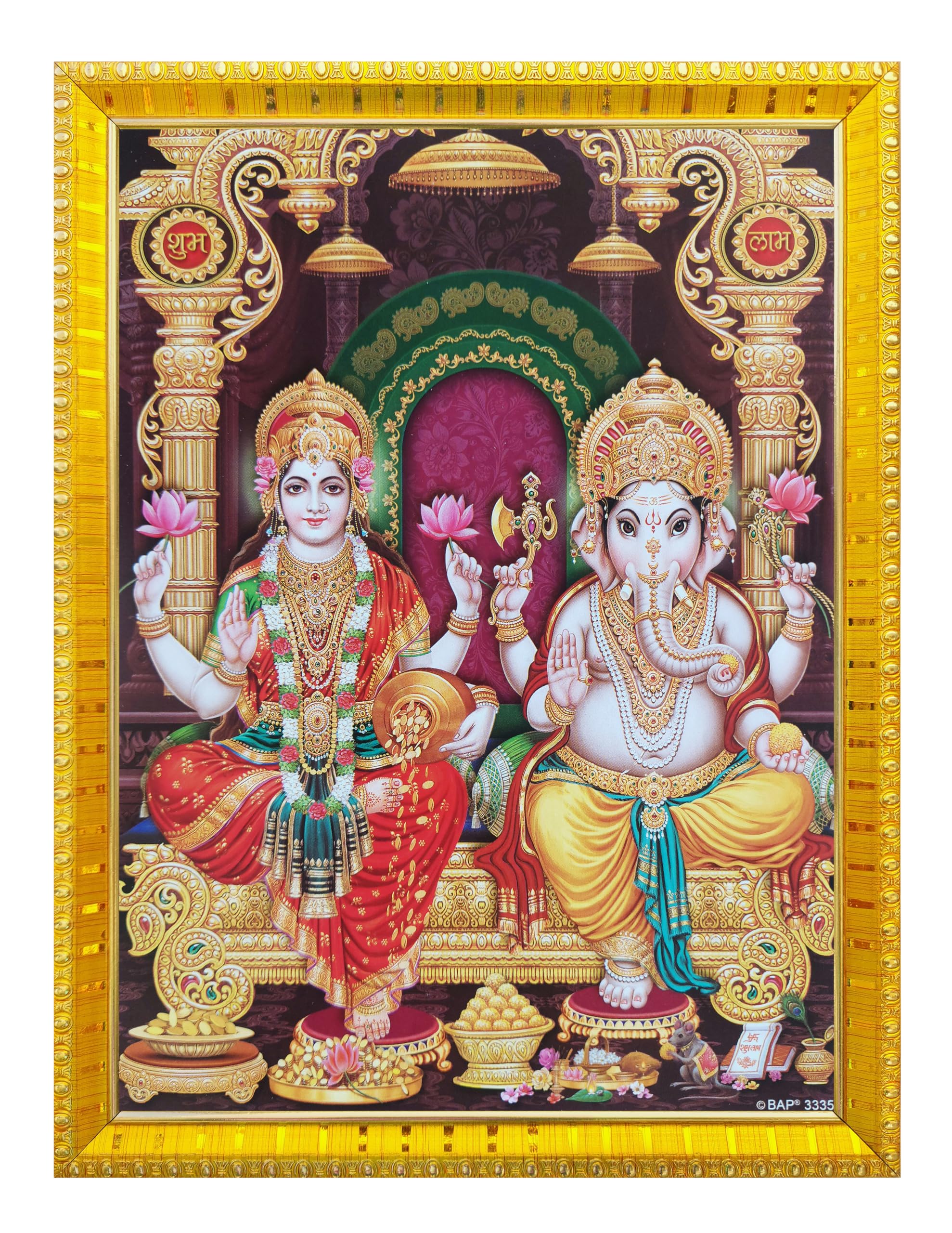 Koshtak Laxmi Ganesh/Ganesh Lakshmi/Mahalaxmi Ganesh photo frame with ...