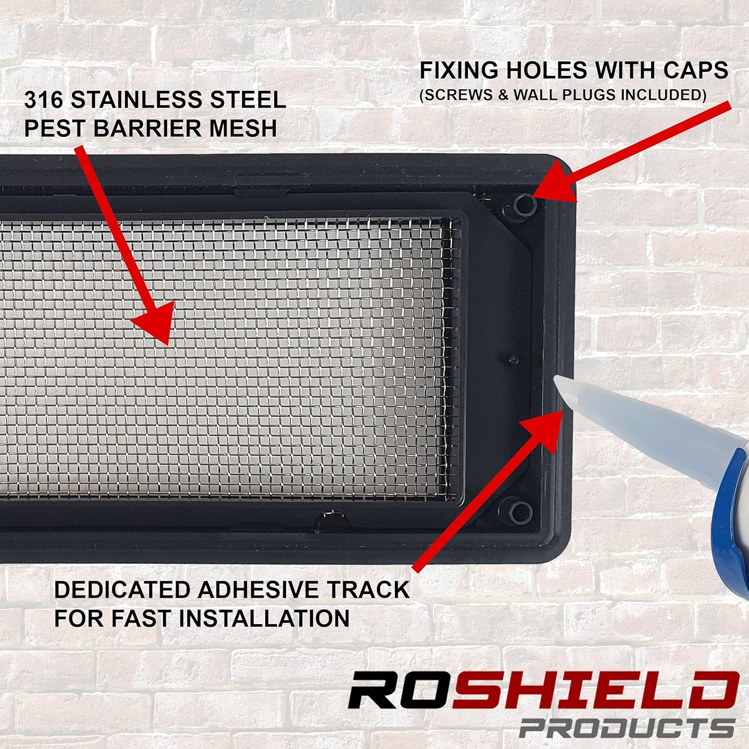 Roshield Pest Proofing Vent Rodent Air Brick Vent Cover (Dark Grey ...