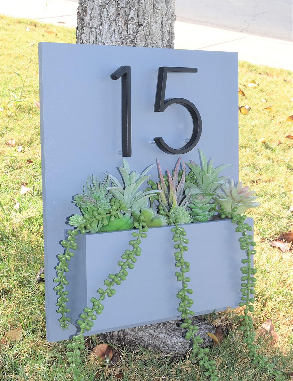 Handmade Address Sign with Planter Box | Address Planter (Weathered ...