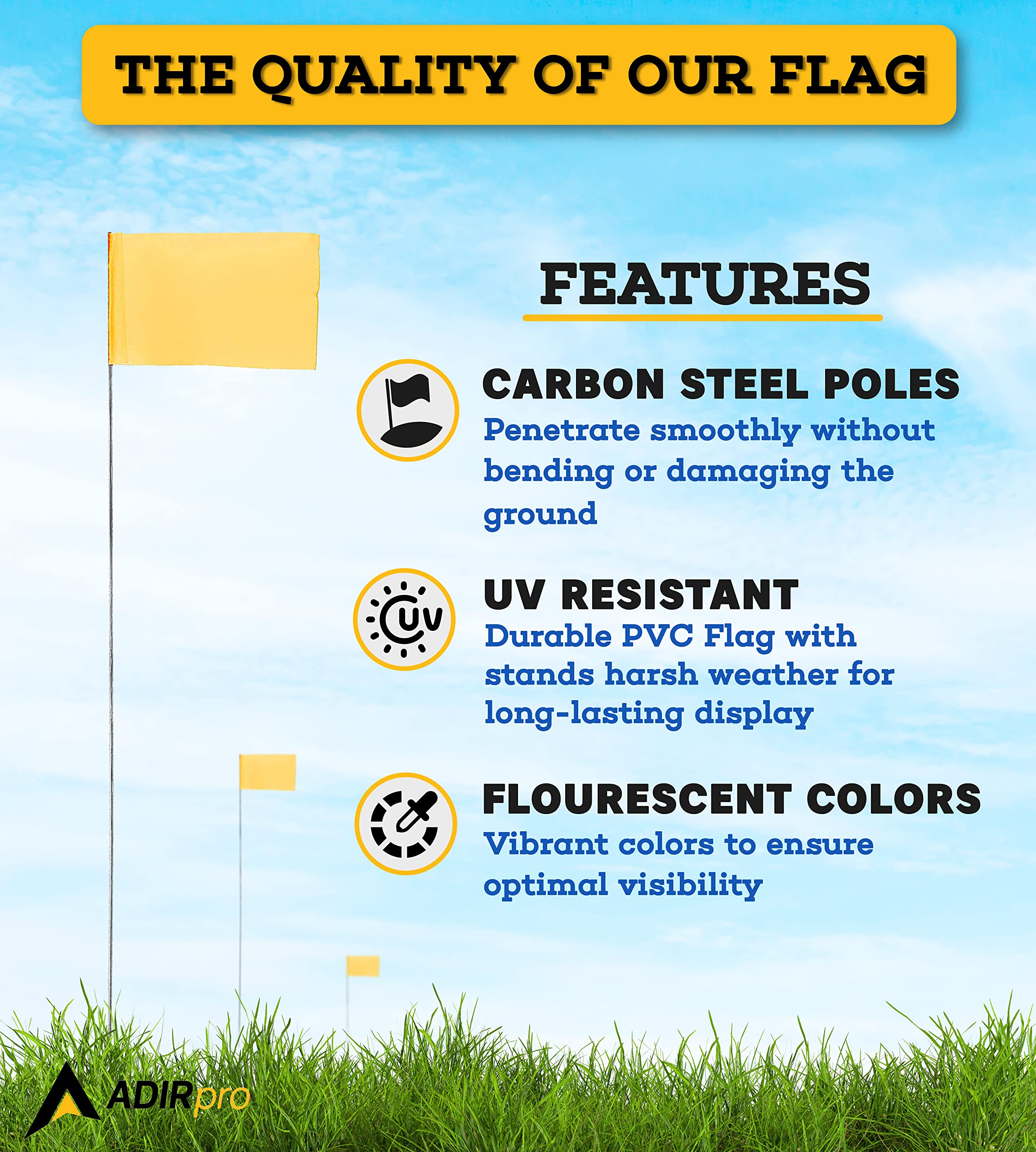 Snapklik.com : AdirPro 2x3 Stake Flags - 100 Pack Pet Boundary Flag ...