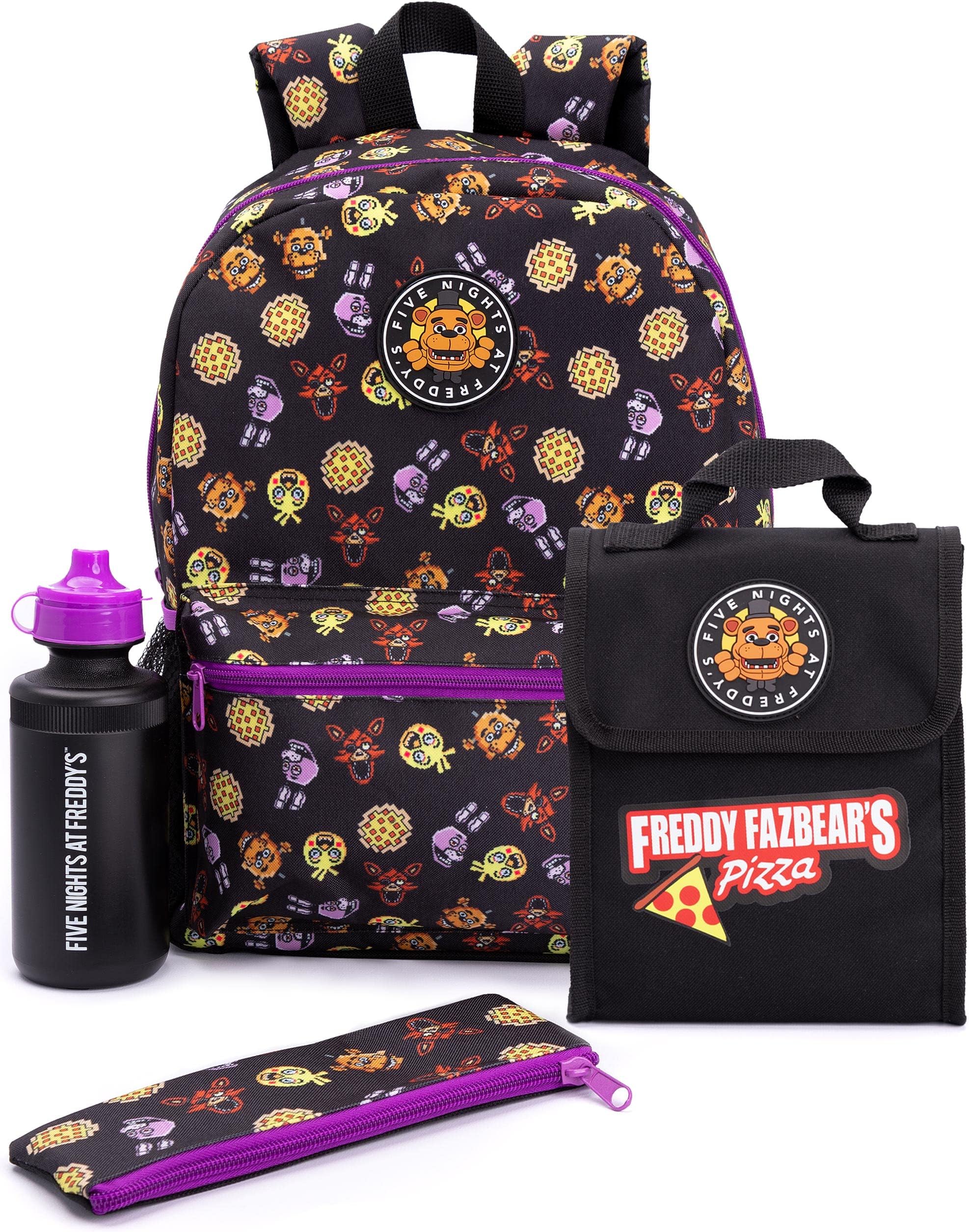 Amazon.com | Five Nights at Freddy's Backpack | Black Rucksack with ...