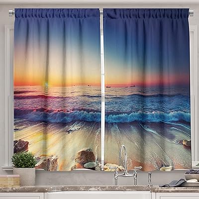 Amazon.com: ALALAL Beach Bathroom Curtains, Summer Tropical Starfish ...