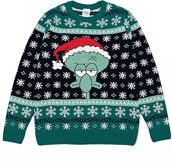 SPONGEBOB SQUAREPANTS Mens Christmas Jumper in Green | Squidward ...