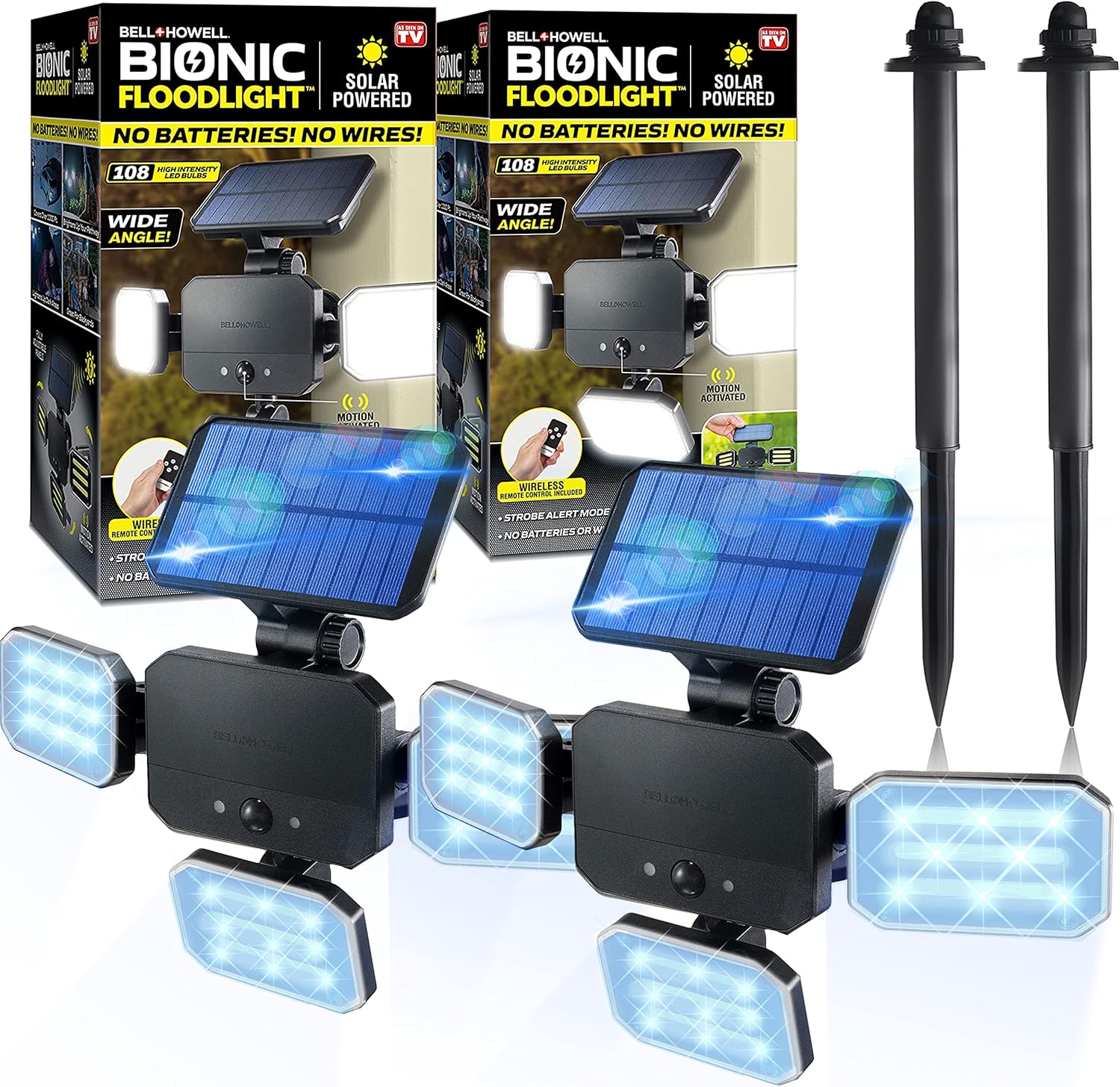 Bell+Howell Bionic Floodlight 180 Degrees Swiveling Solar Lights ...